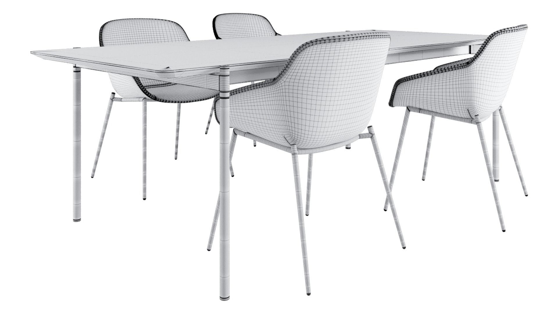 Augusta dining table and Vienna chair 3D model | CGTrader