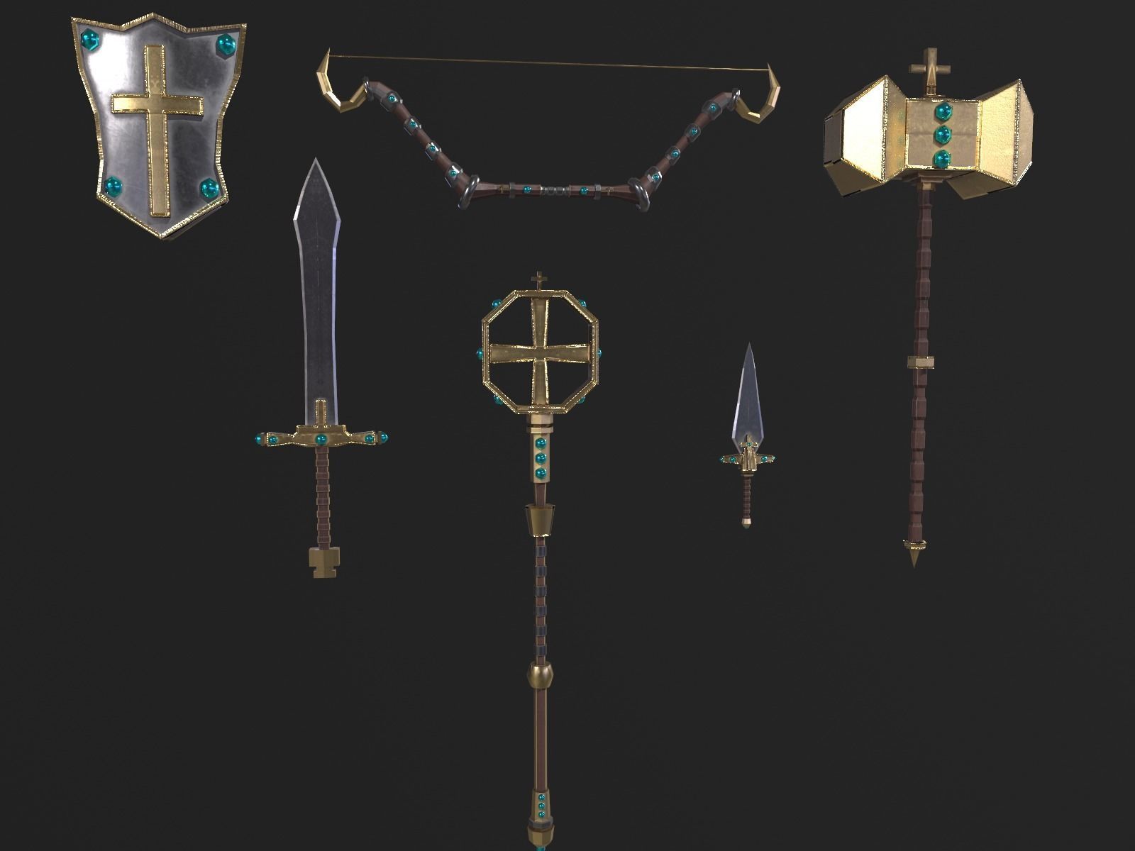 3D model Holy Weapon pack low poly VR / AR / low-poly | CGTrader
