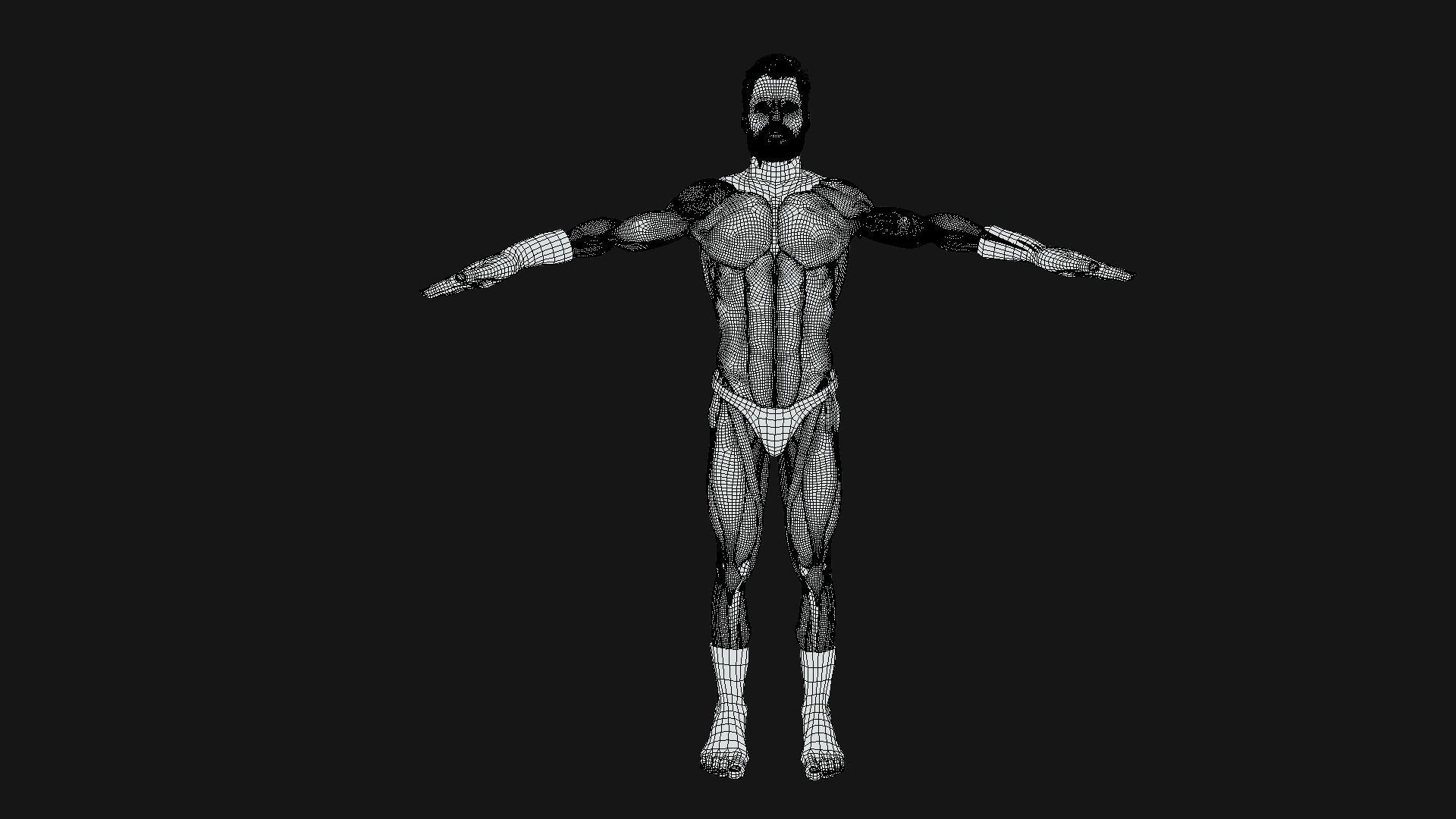 3D model Muscular Man Exposed Muscles fitness crossfit Health VR / AR ...