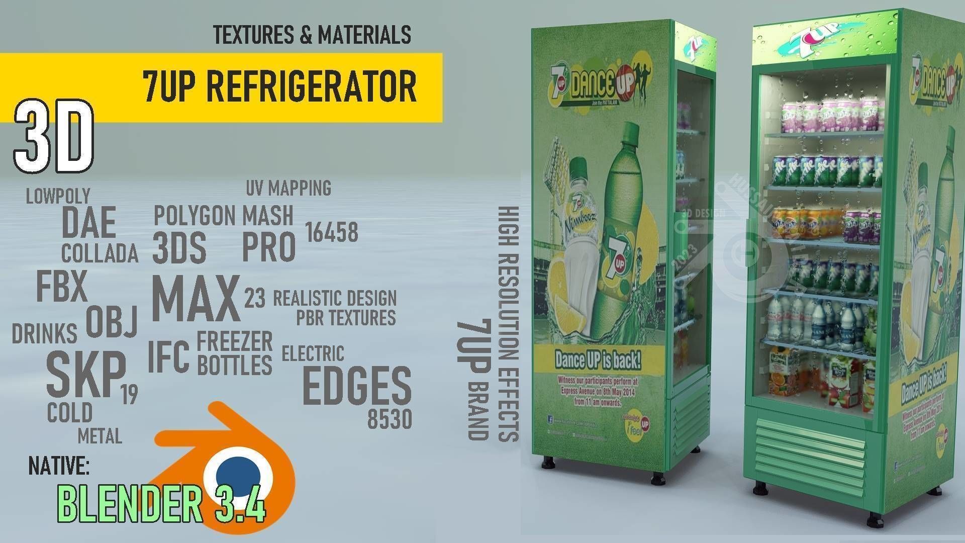 3D model 7up Refrigerator VR / AR / low-poly | CGTrader