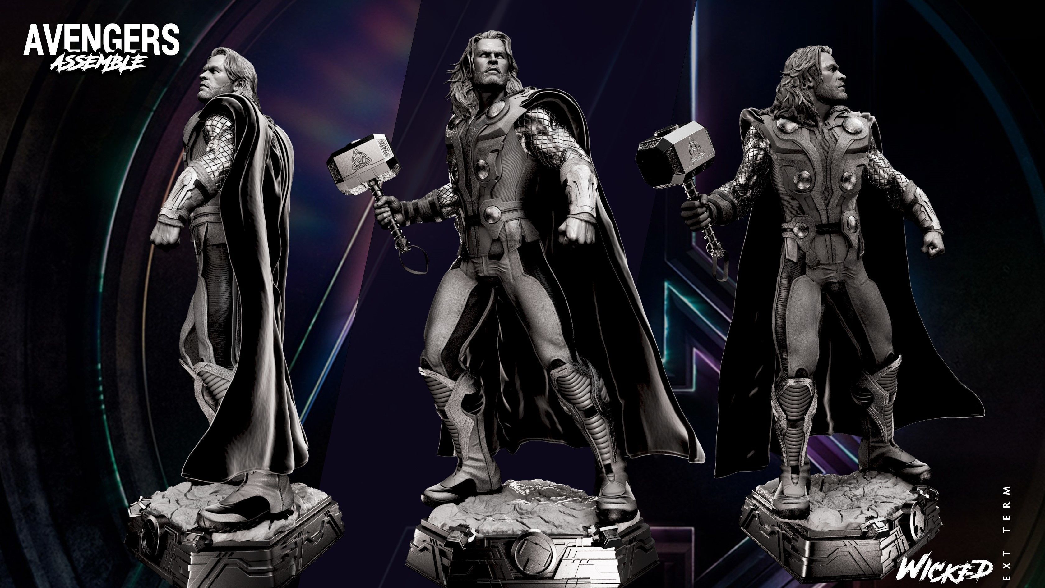Wicked Marvel Thor Sculpture ready for 3D printing free 3D model 3D ...