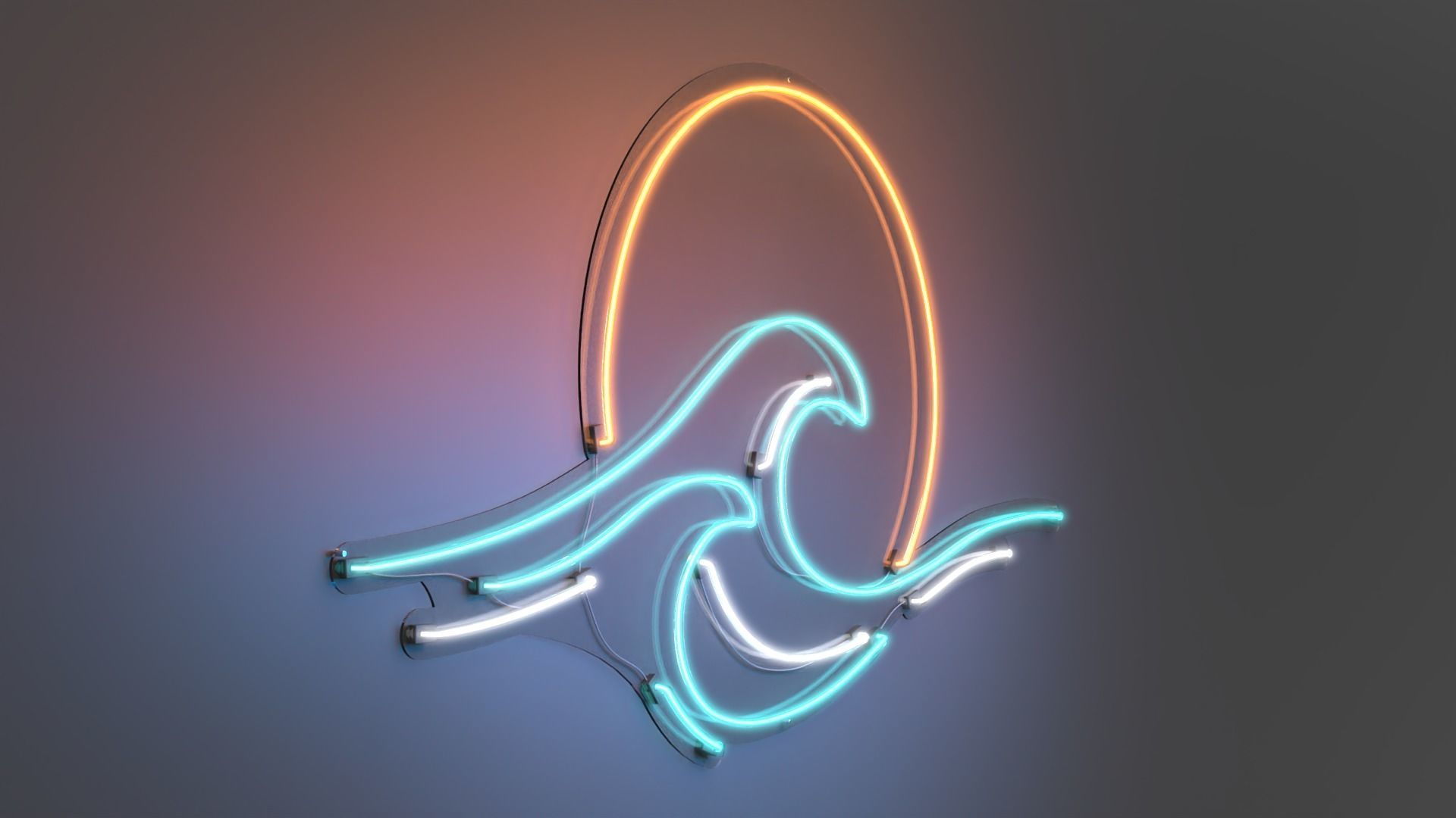 Sunset Wave - Neon Sign 3D model | CGTrader
