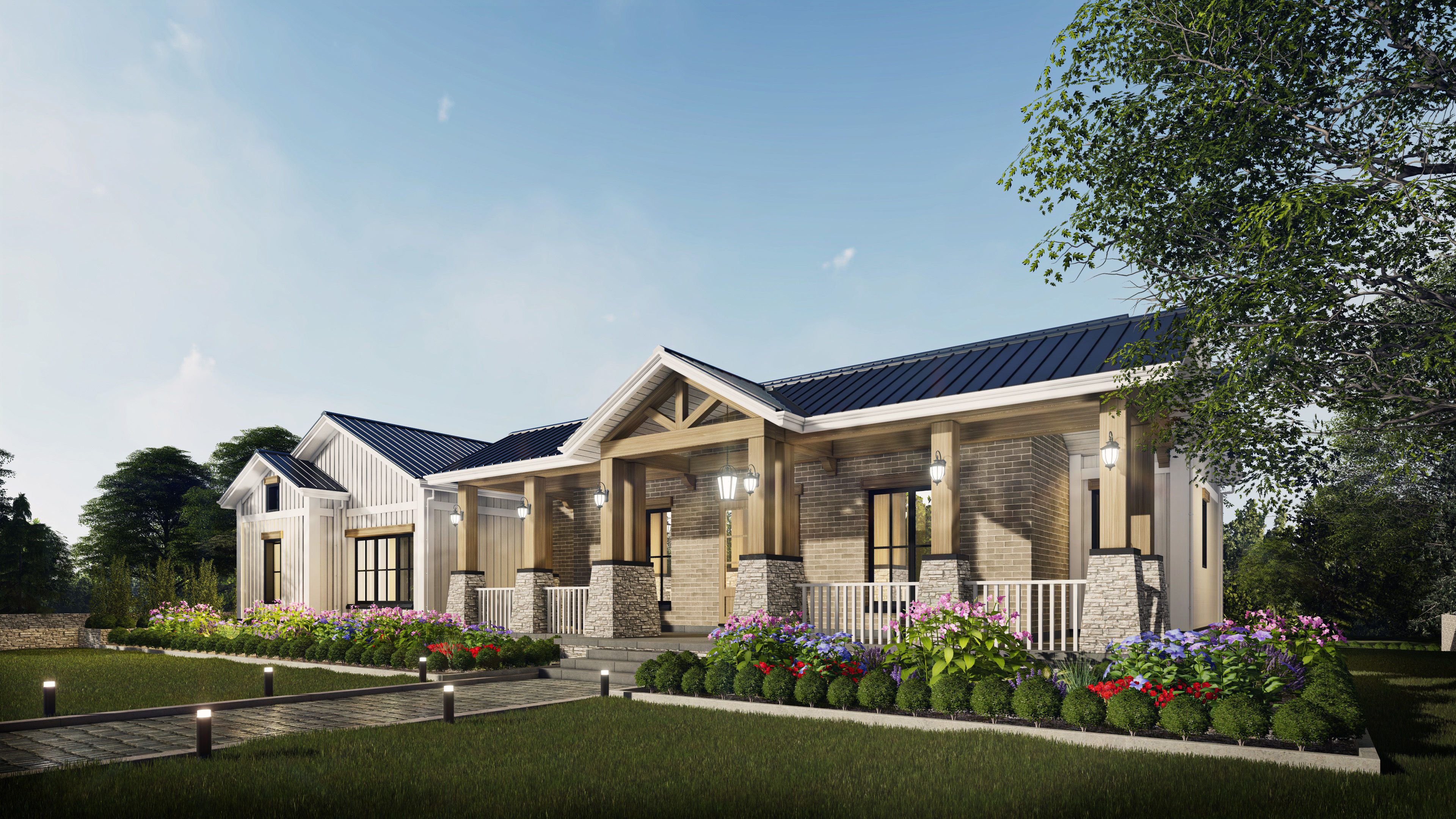 Farm House Exterior Scene - 2D drawing Arch D - 36x 24 inch 3D model ...