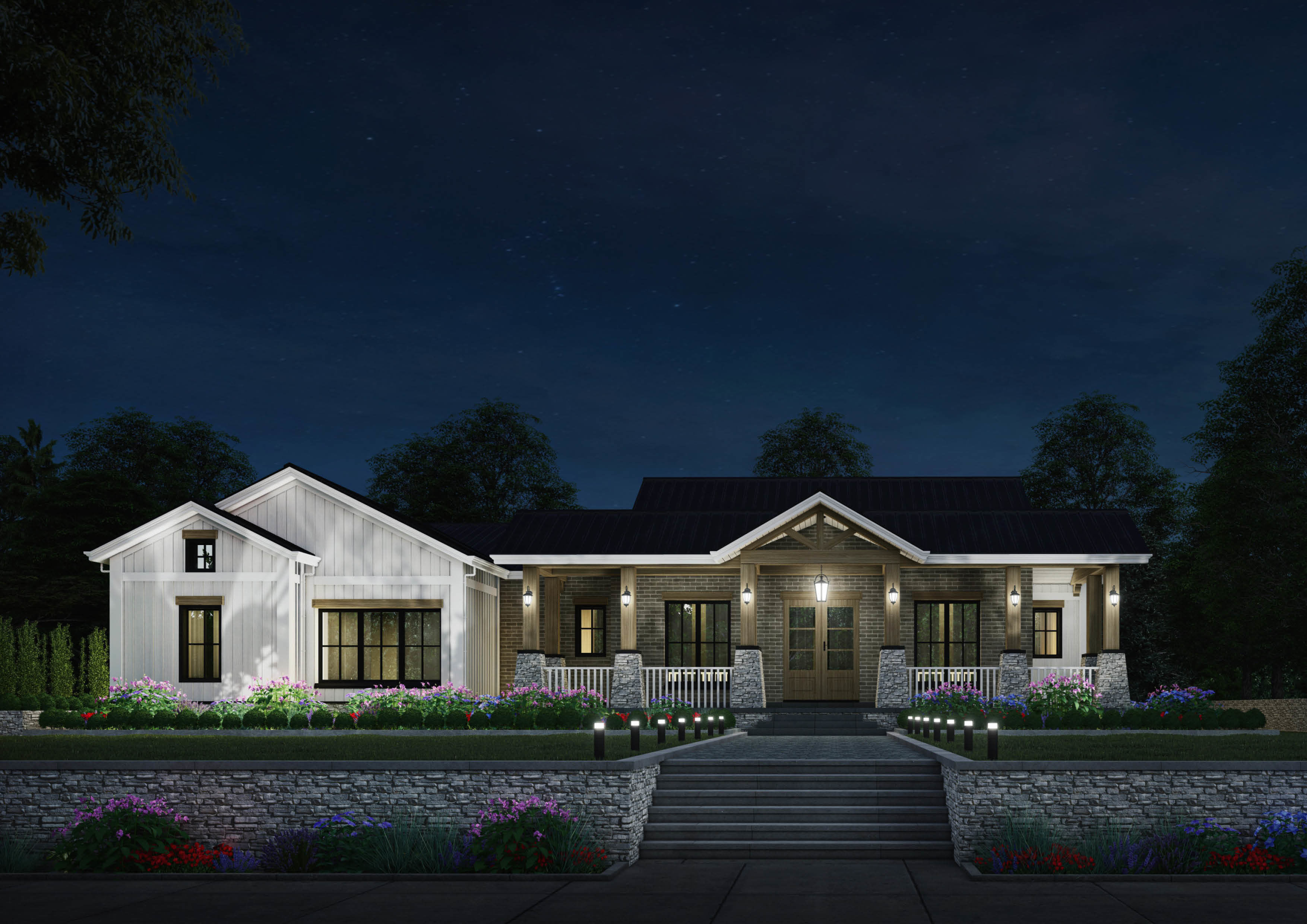 Farm House Exterior Scene - 2D drawing Arch D - 36x 24 inch 3D model ...