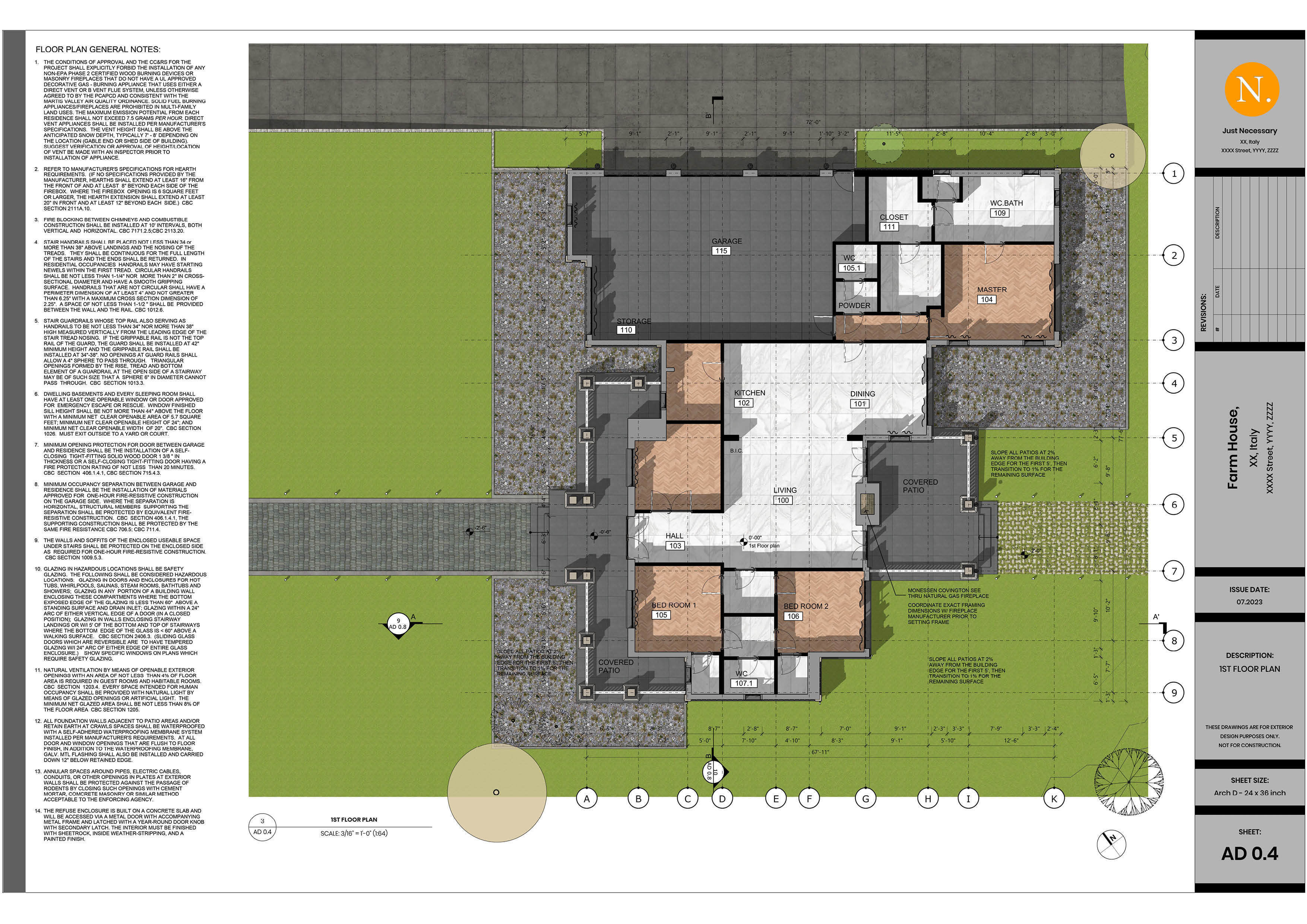 Farm House Exterior Scene - 2D drawing Arch D - 36x 24 inch 3D model ...