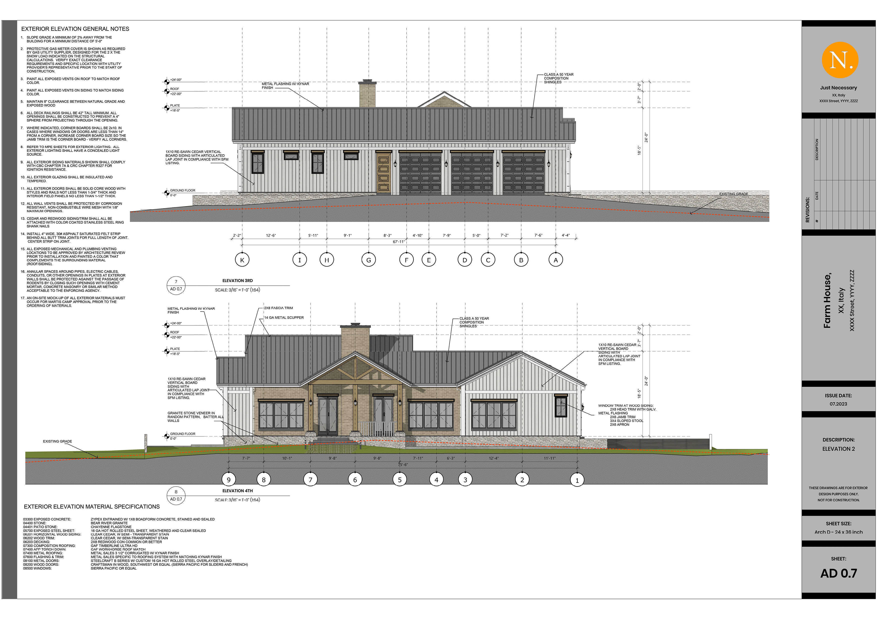 Farm House Exterior Scene - 2D drawing Arch D - 36x 24 inch 3D model ...