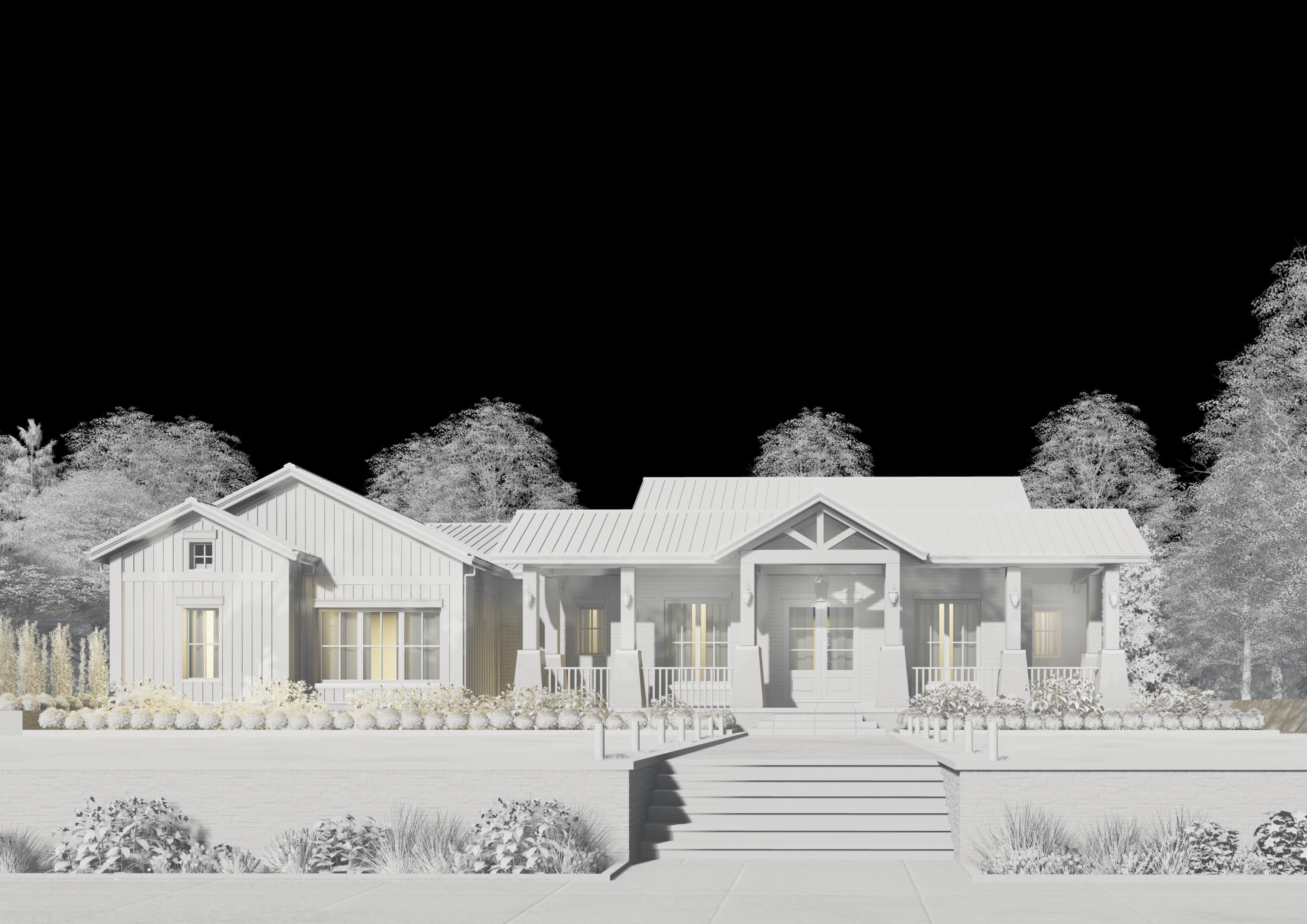 Farm House Exterior Scene - 2D drawing Arch D - 36x 24 inch 3D model ...