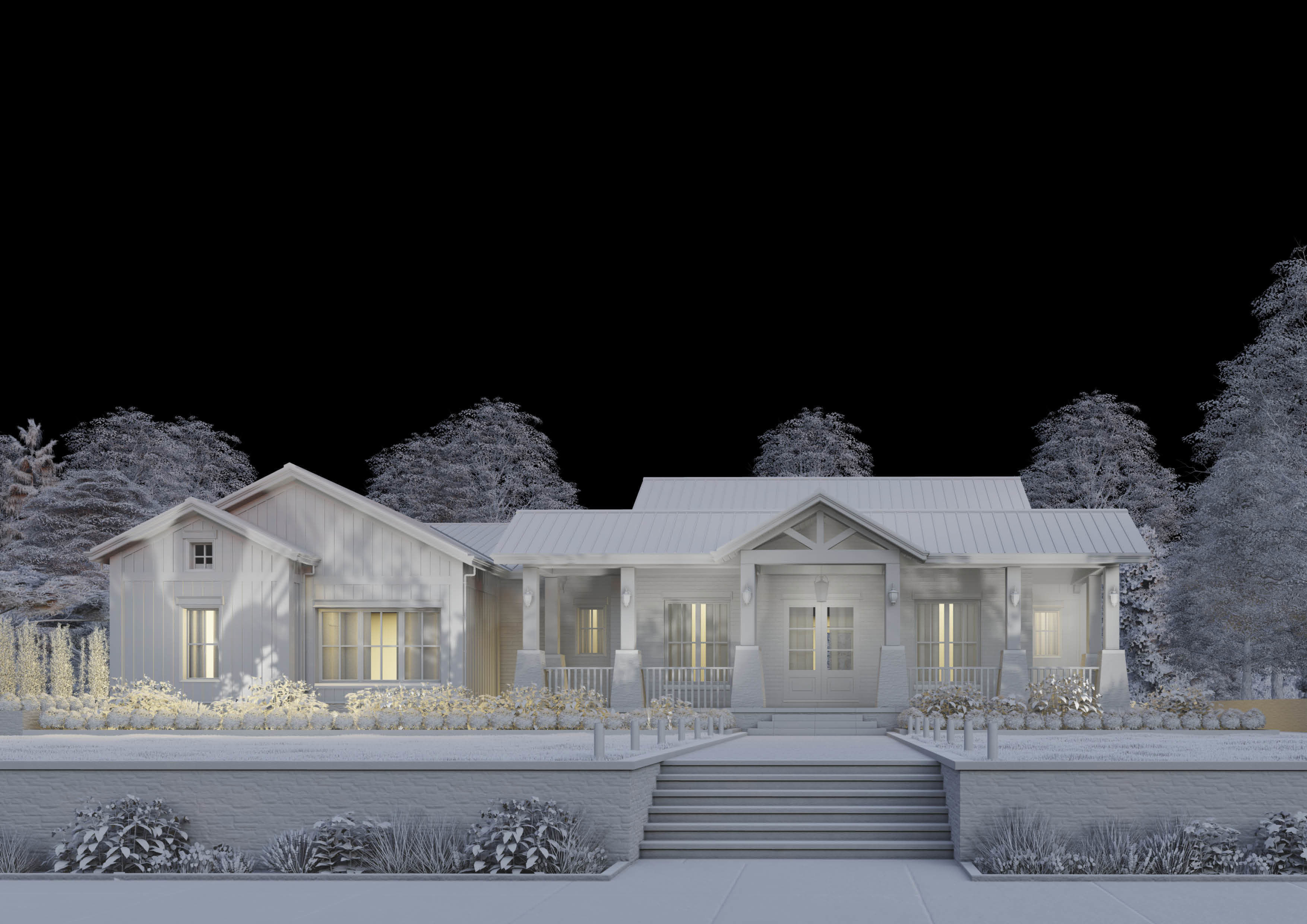 Farm House Exterior Scene - 2D drawing Arch D - 36x 24 inch 3D model ...