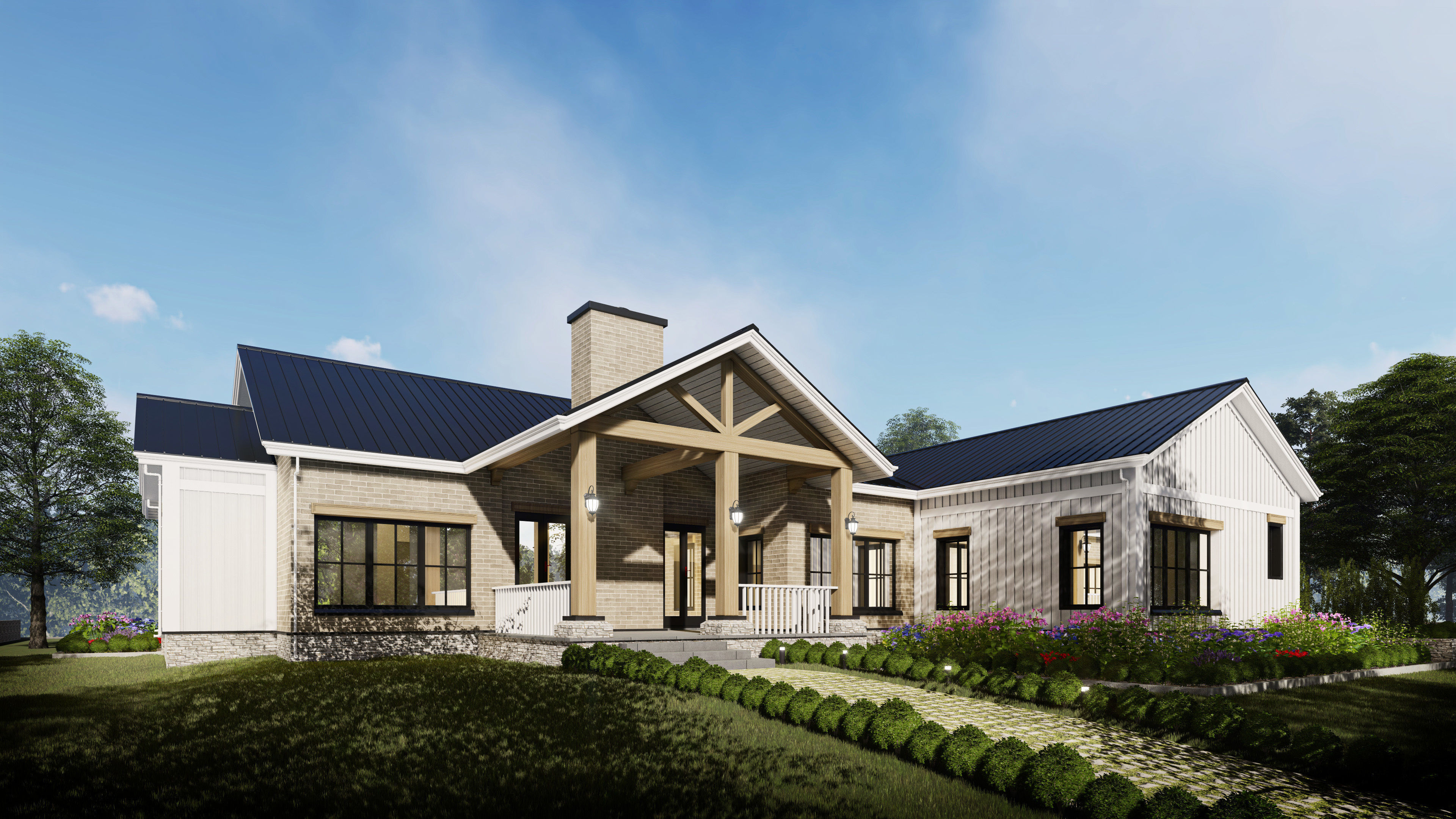 Farm House Exterior Scene - 2D drawing Arch D - 36x 24 inch 3D model ...