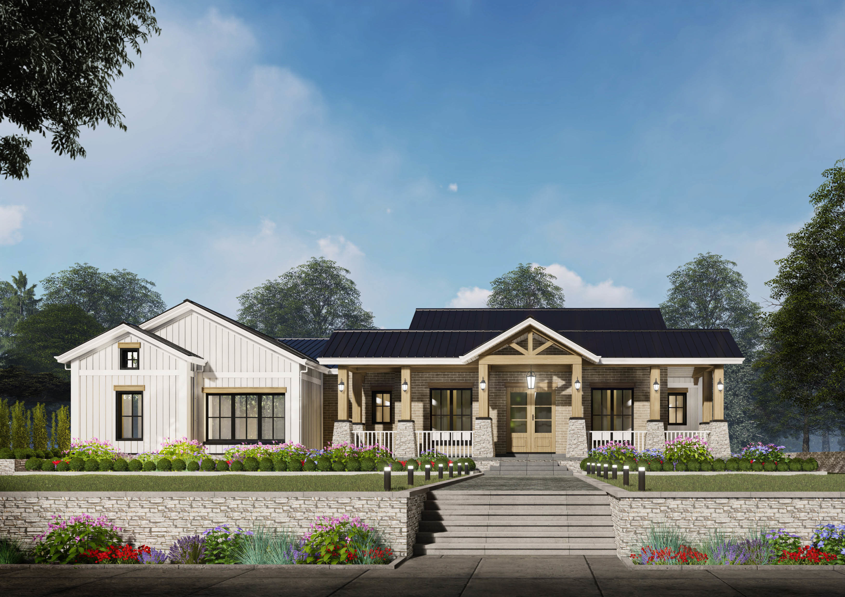 Farm House Exterior Scene - 2D drawing Arch D - 36x 24 inch 3D model ...