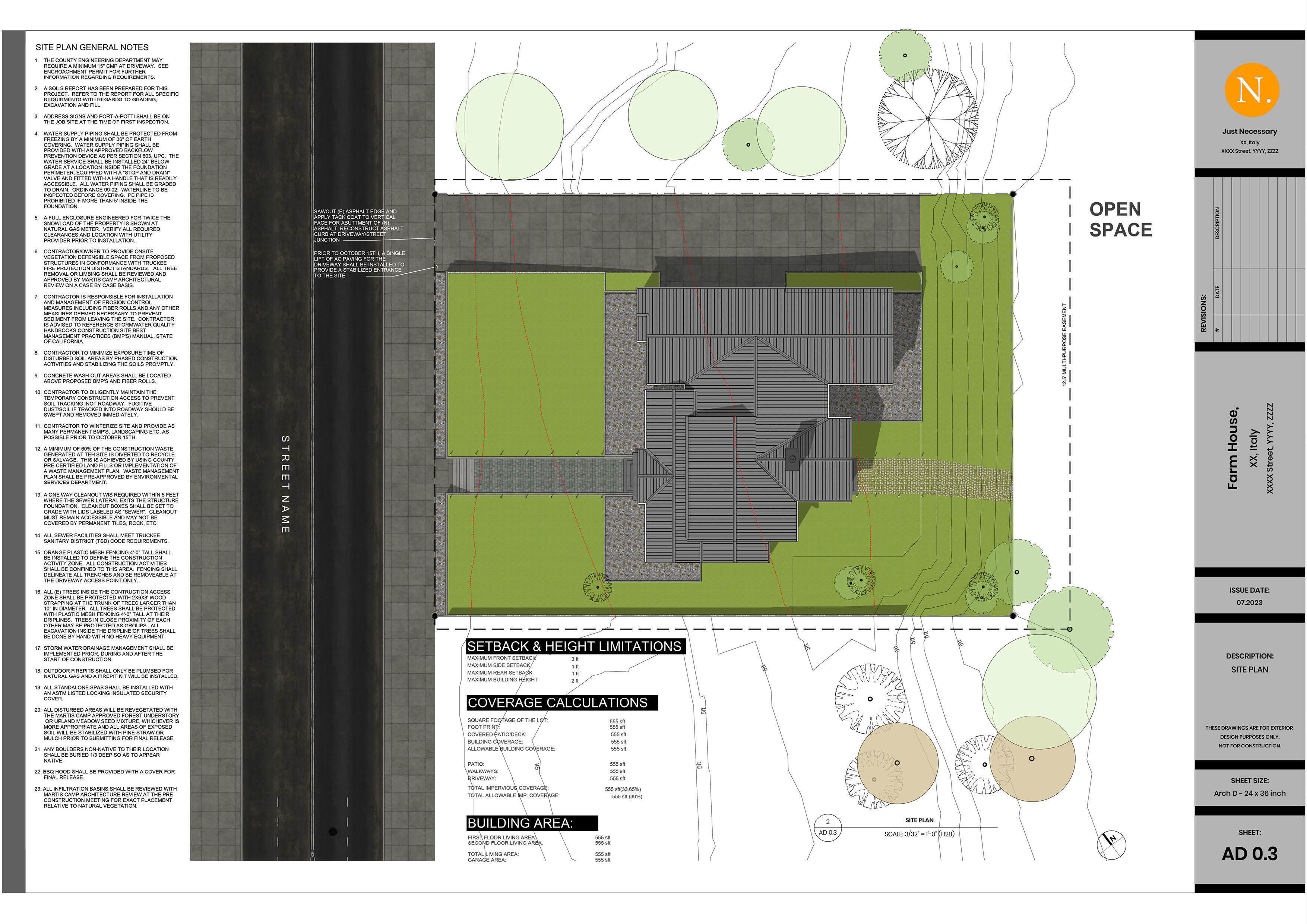 Farm House Exterior Scene - 2D drawing Arch D - 36x 24 inch 3D model ...