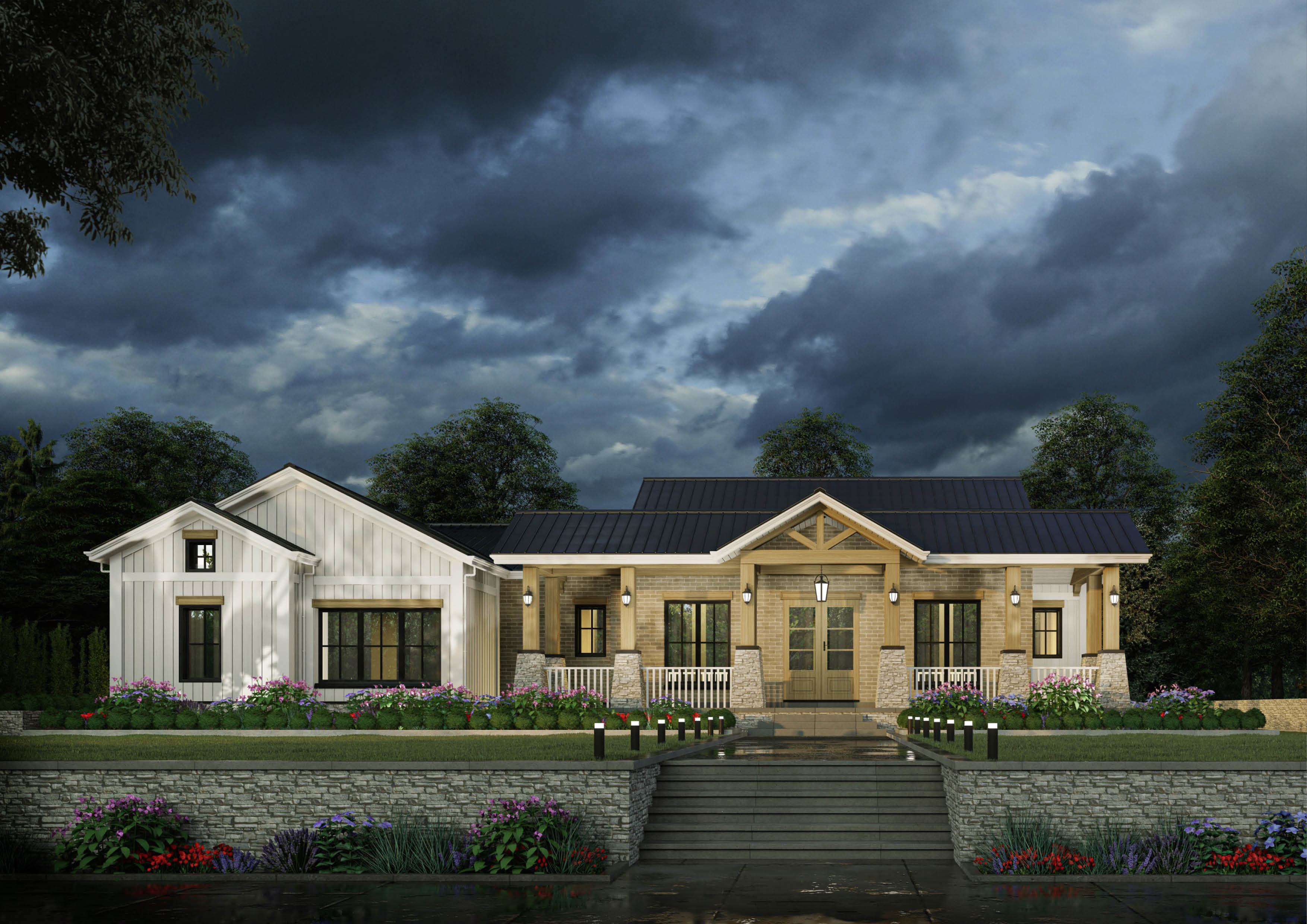 Farm House Exterior Scene - 2D drawing Arch D - 36x 24 inch 3D model ...