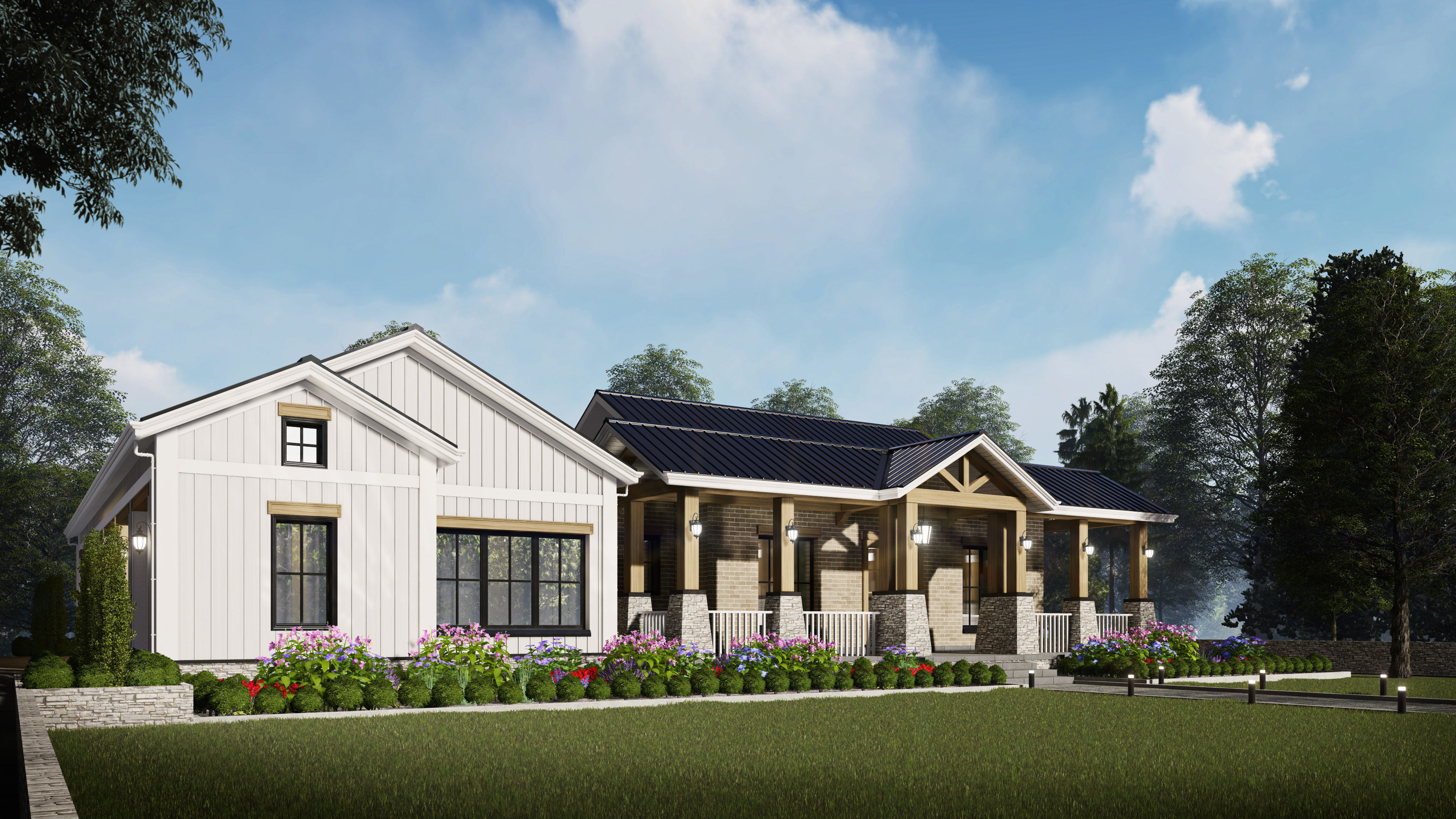 Farm House Exterior Scene - 2D drawing Arch D - 36x 24 inch 3D model ...