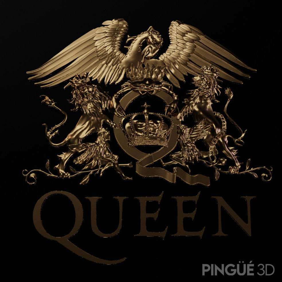 QUEEN LOGO KEYCHAIN AND BASRELIEF CREST - 3D AND CNC HEIGHTMAP 3D model ...