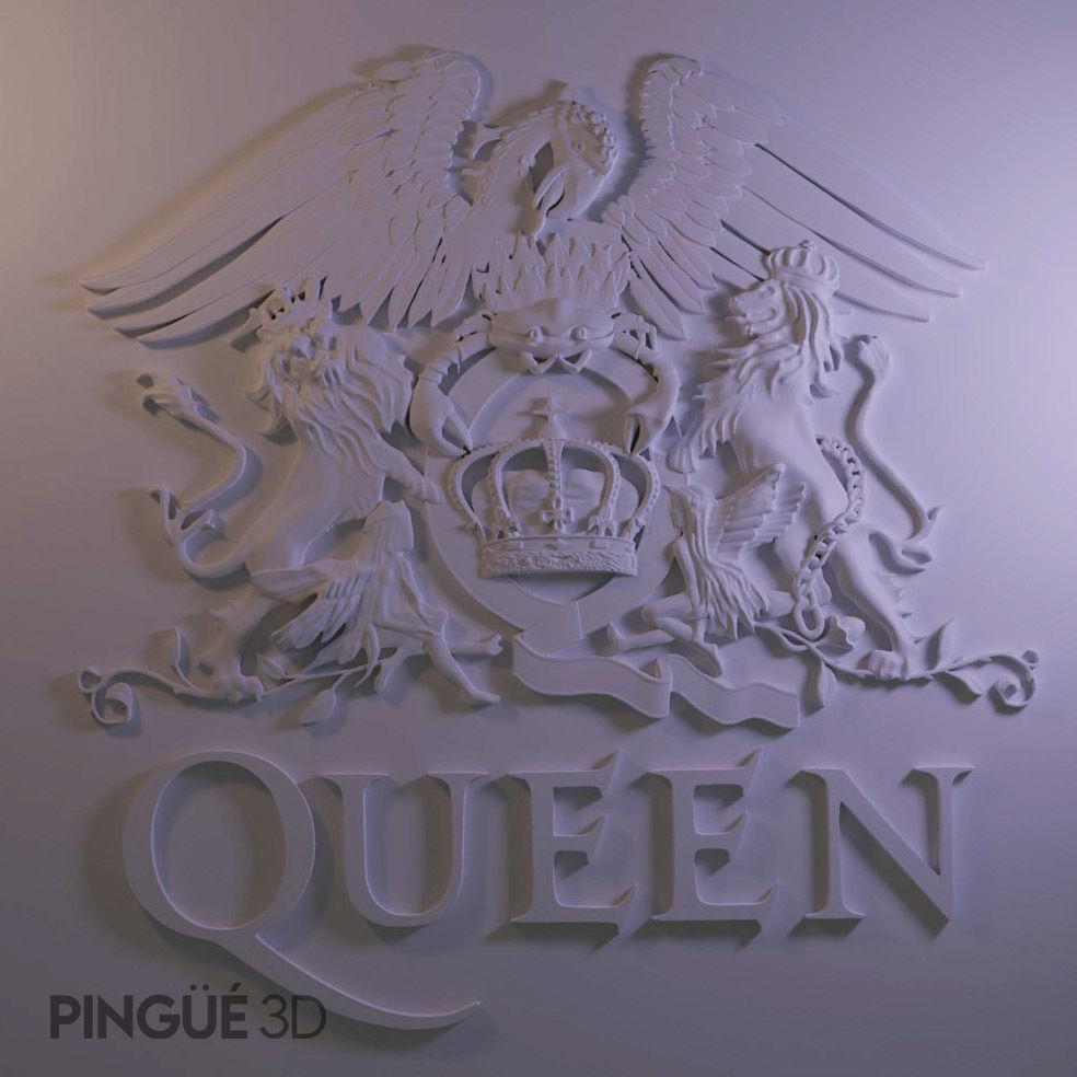 QUEEN LOGO KEYCHAIN AND BASRELIEF CREST - 3D AND CNC HEIGHTMAP 3D model ...