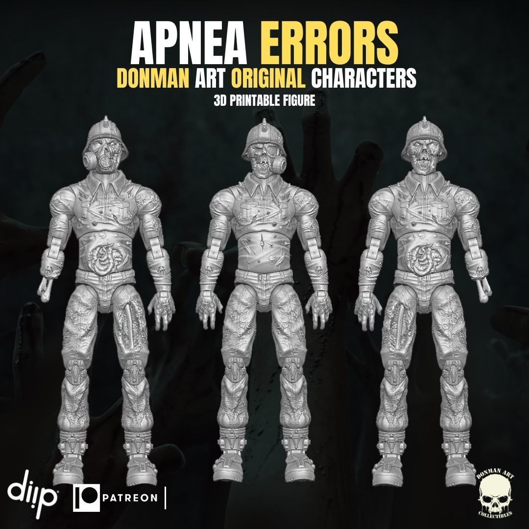 Apnea Error Donman art Original 3D printable full action figure 3D ...
