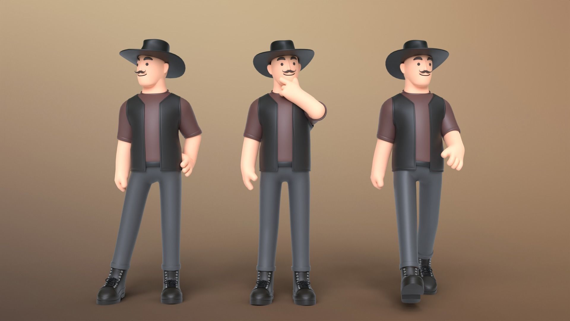 Minimal People Man Character 1001 3D model rigged | CGTrader