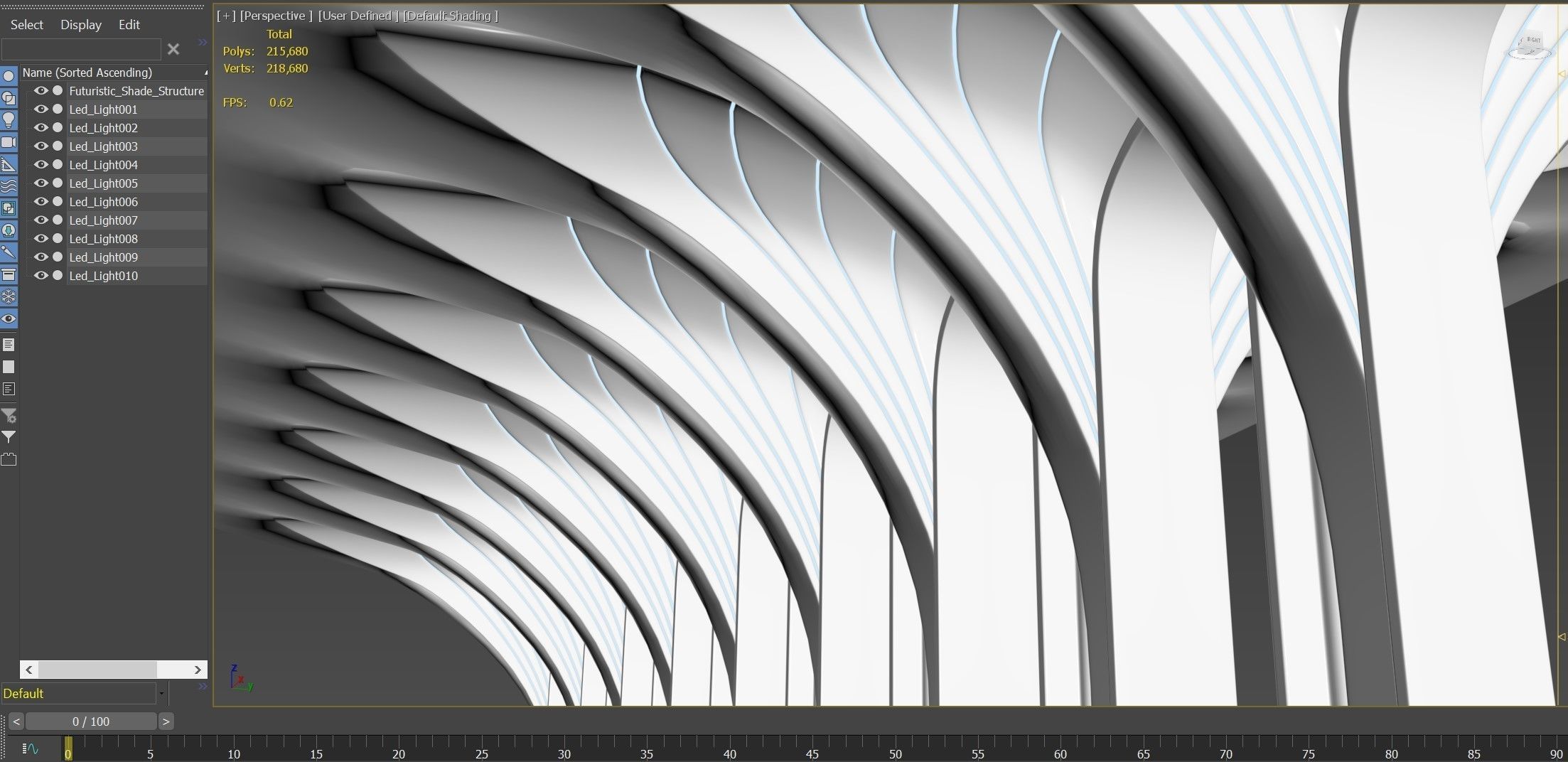 Futuristic Parametric Organic Arched Shade Structure 3D model | CGTrader