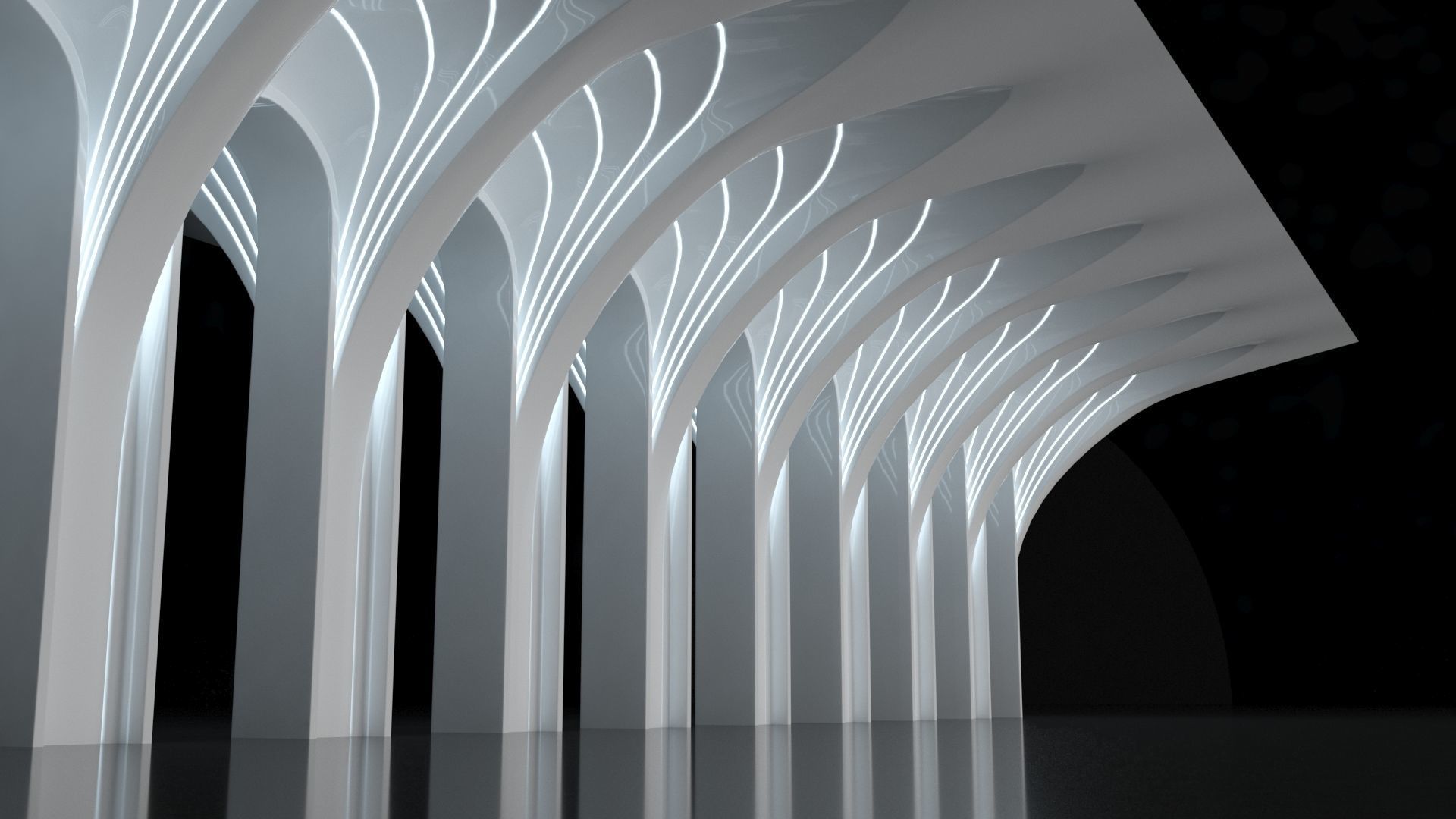 Futuristic Parametric Organic Arched Shade Structure 3D model | CGTrader