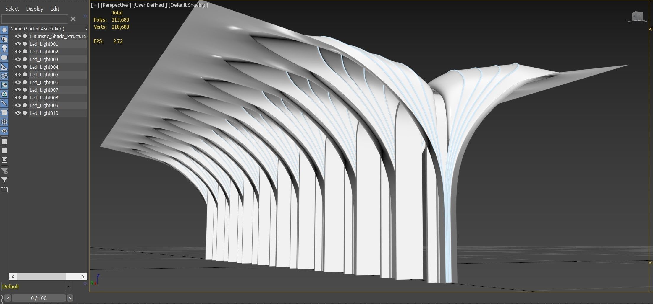 Futuristic Parametric Organic Arched Shade Structure 3D model | CGTrader