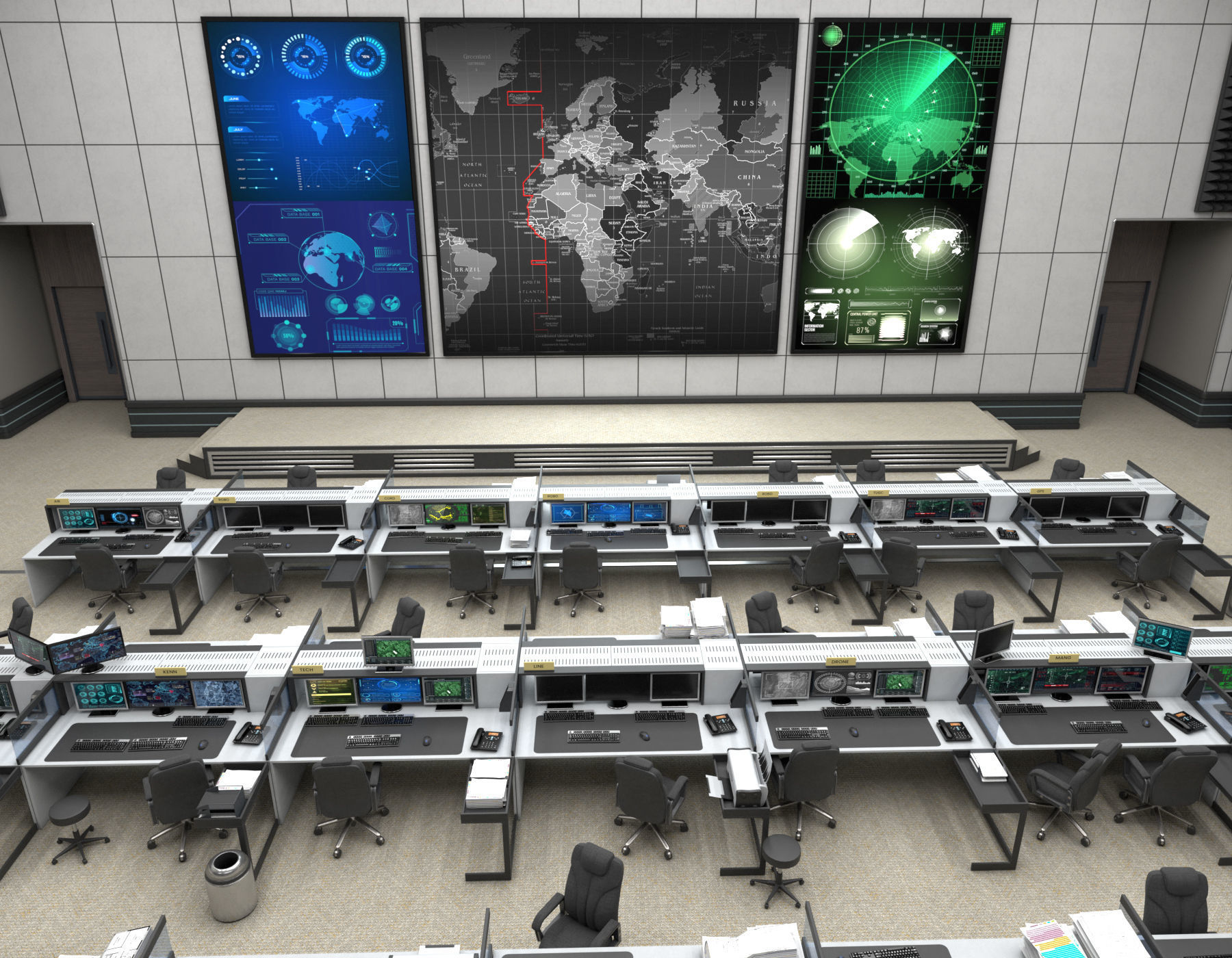 3D model Operations Control Center VR / AR / low-poly | CGTrader