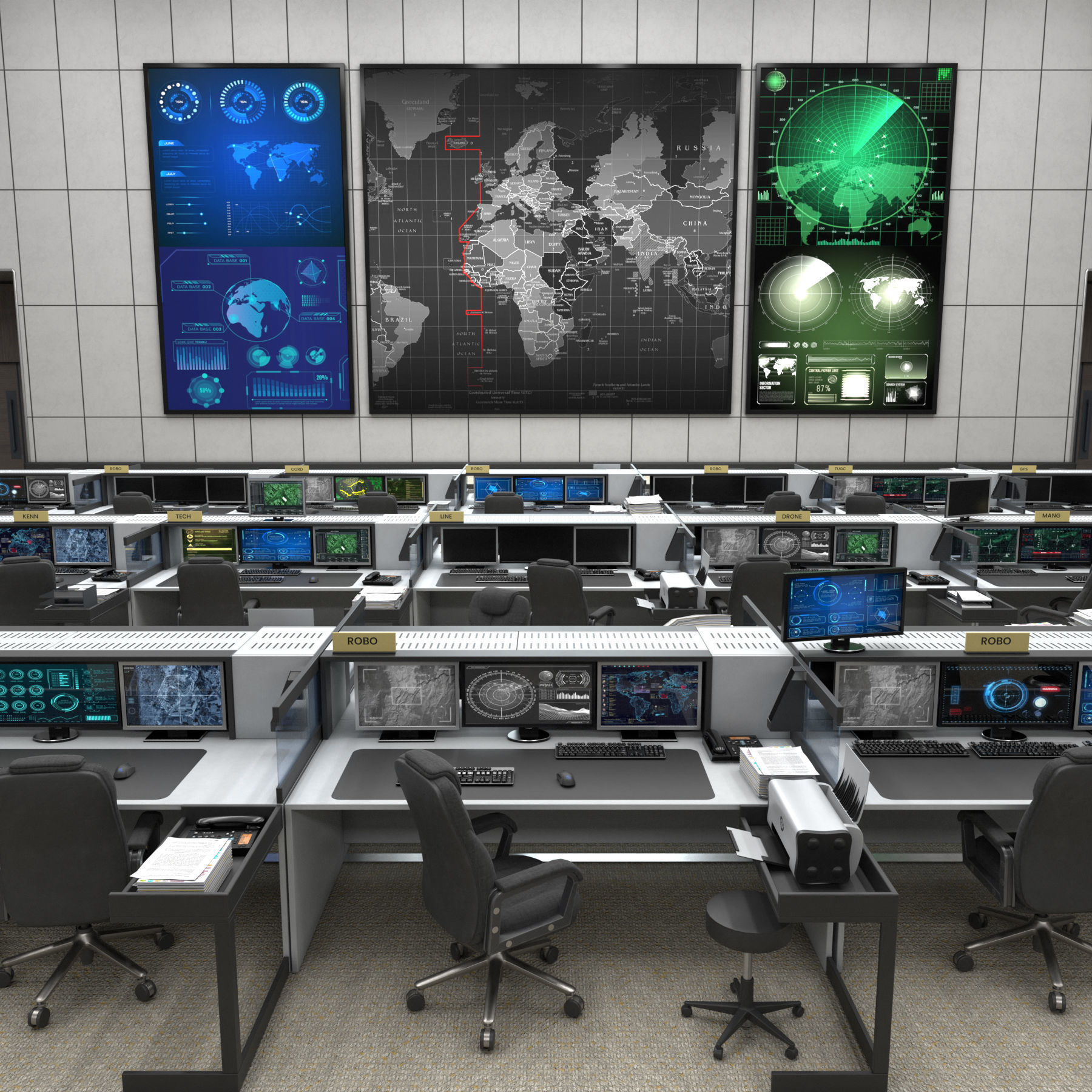 3D model Operations Control Center VR / AR / low-poly | CGTrader