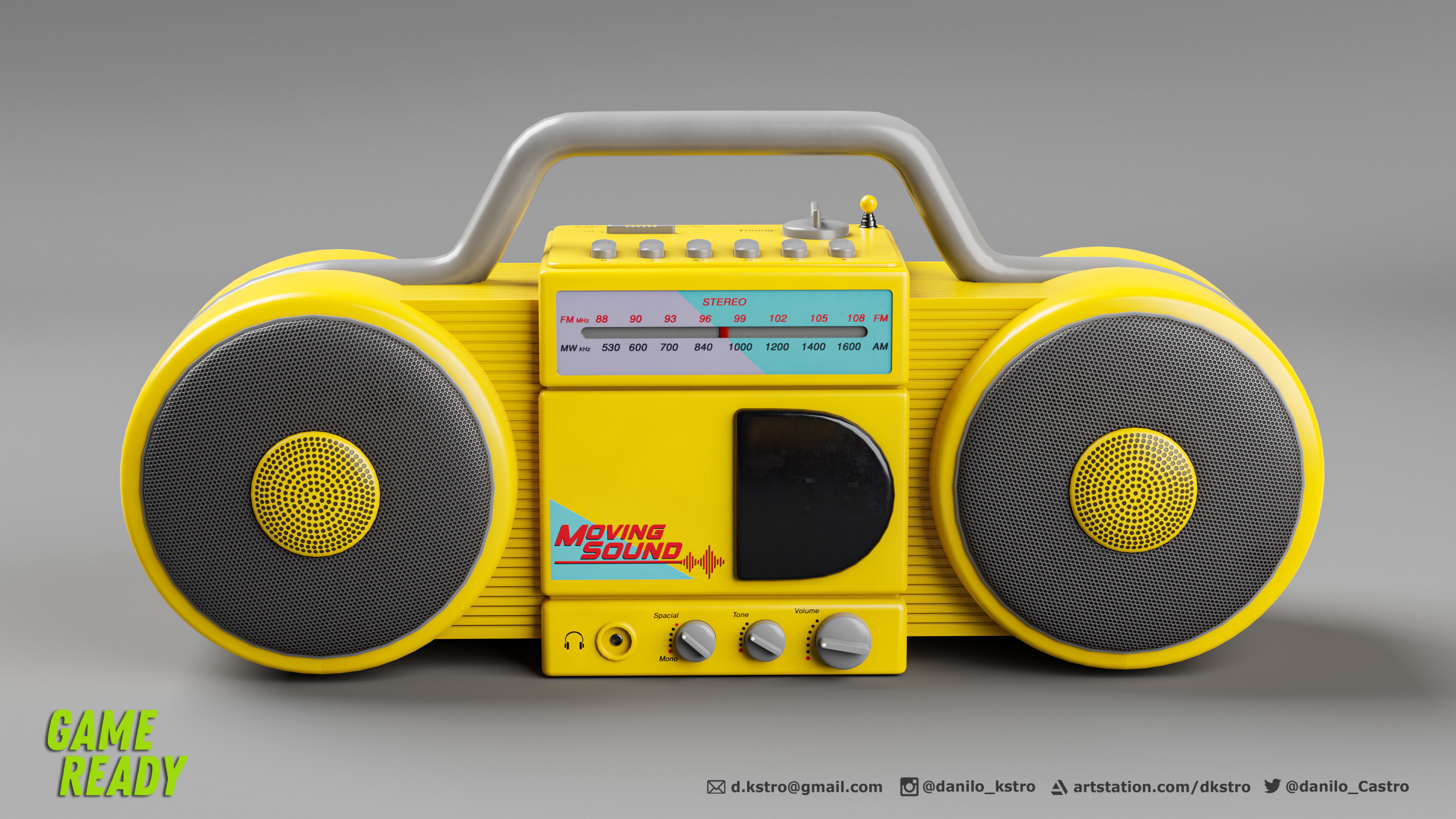 3D model Radio Cassette Recorder - Lowpoly - 4k Textures VR / AR / low ...