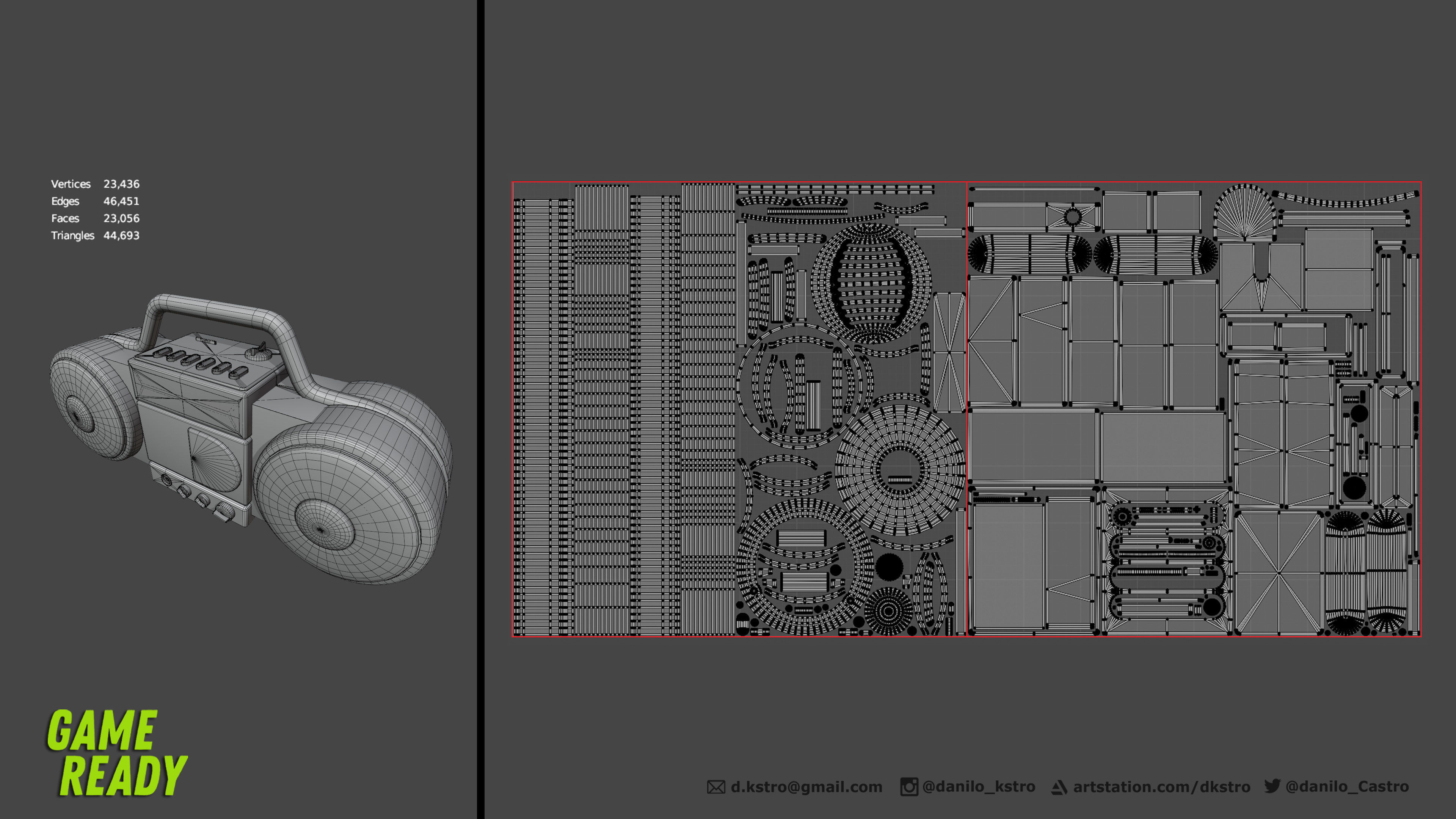 3D model Radio Cassette Recorder - Lowpoly - 4k Textures VR / AR / low ...