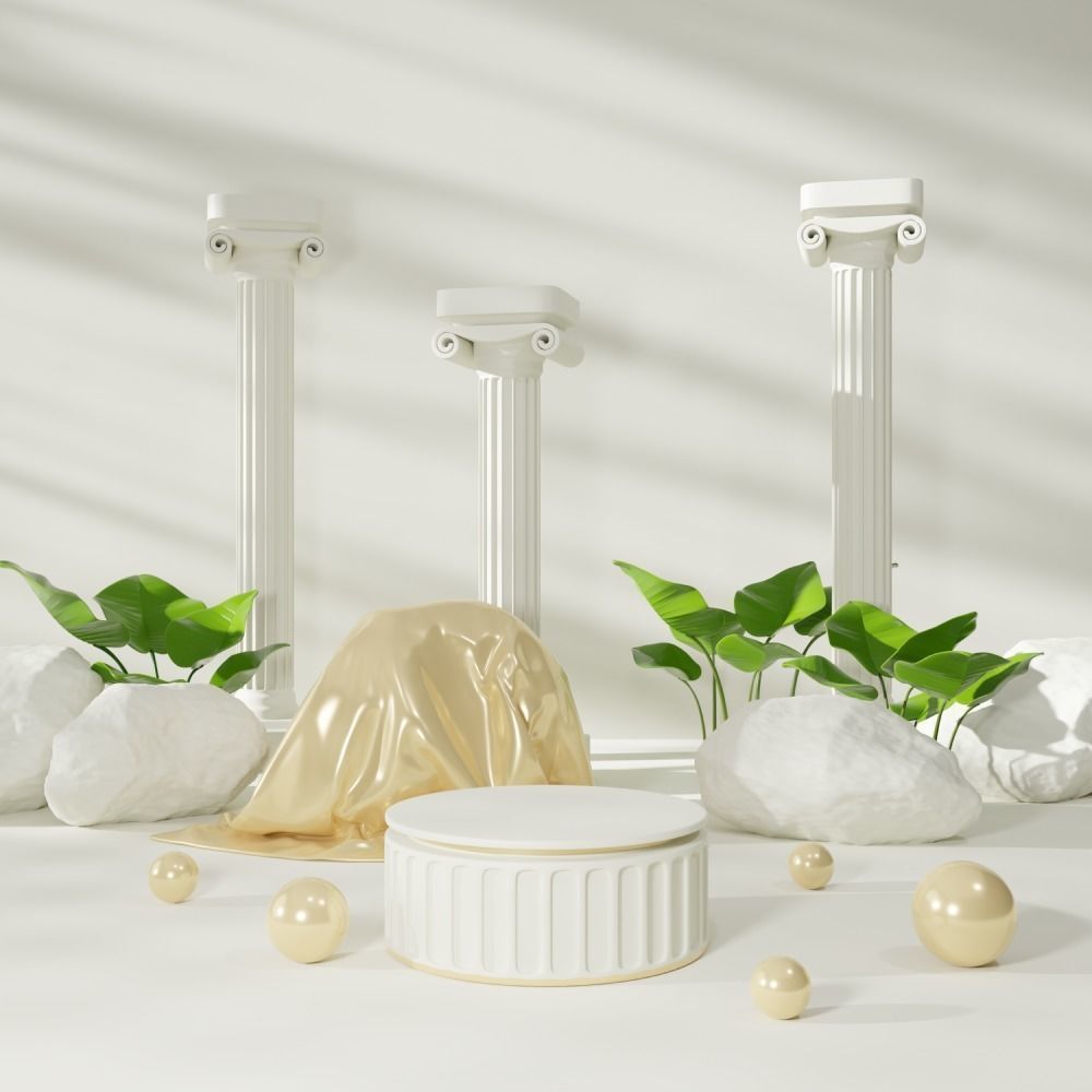 White podium stand and classic roman element 3D model | CGTrader