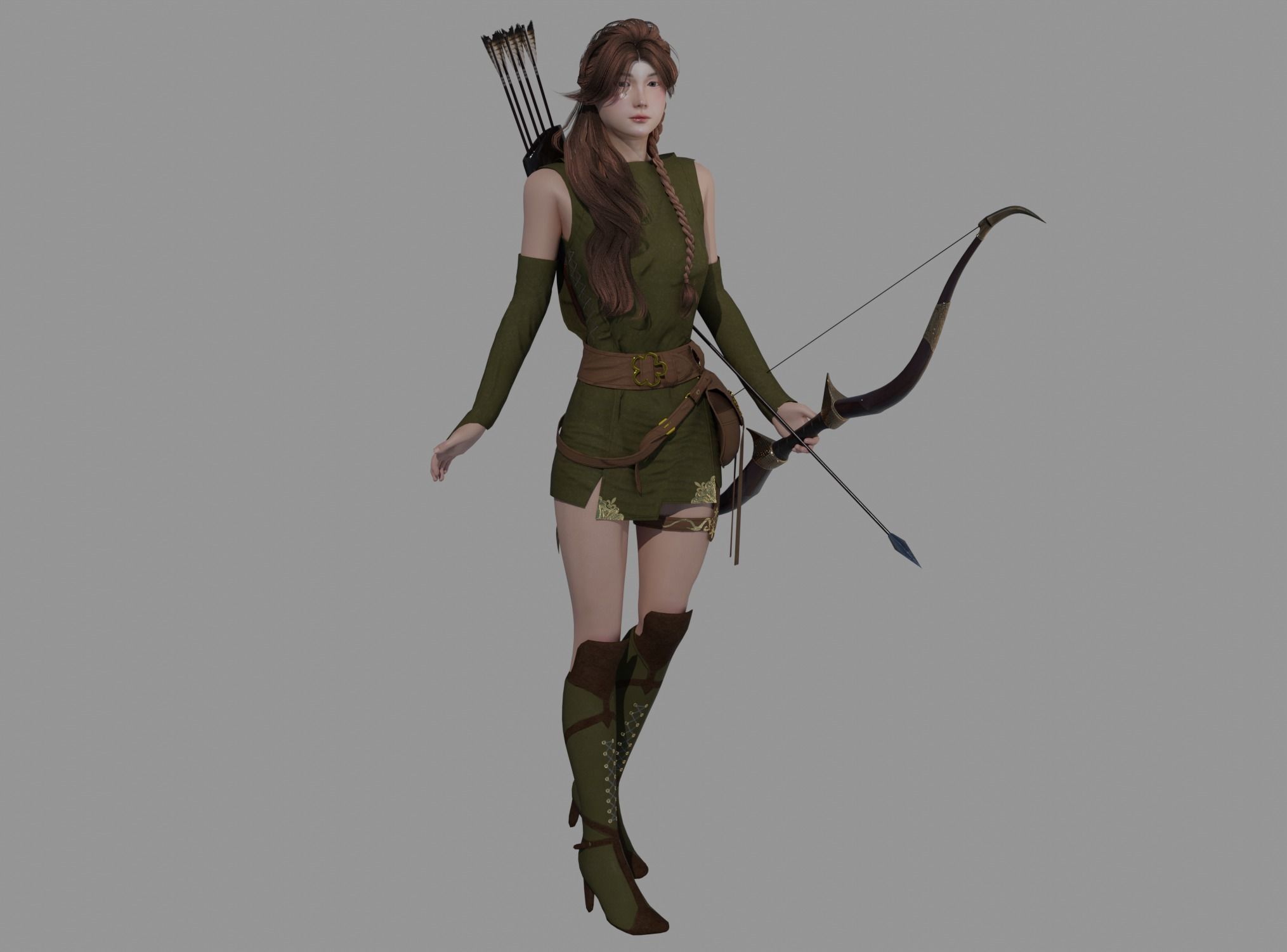 3D model Archer Girl - Game Ready VR / AR / low-poly | CGTrader