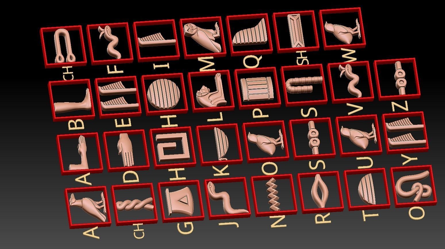 Ancient Egyptian hieroglyph Cartouche builder 3D model 3D printable ...