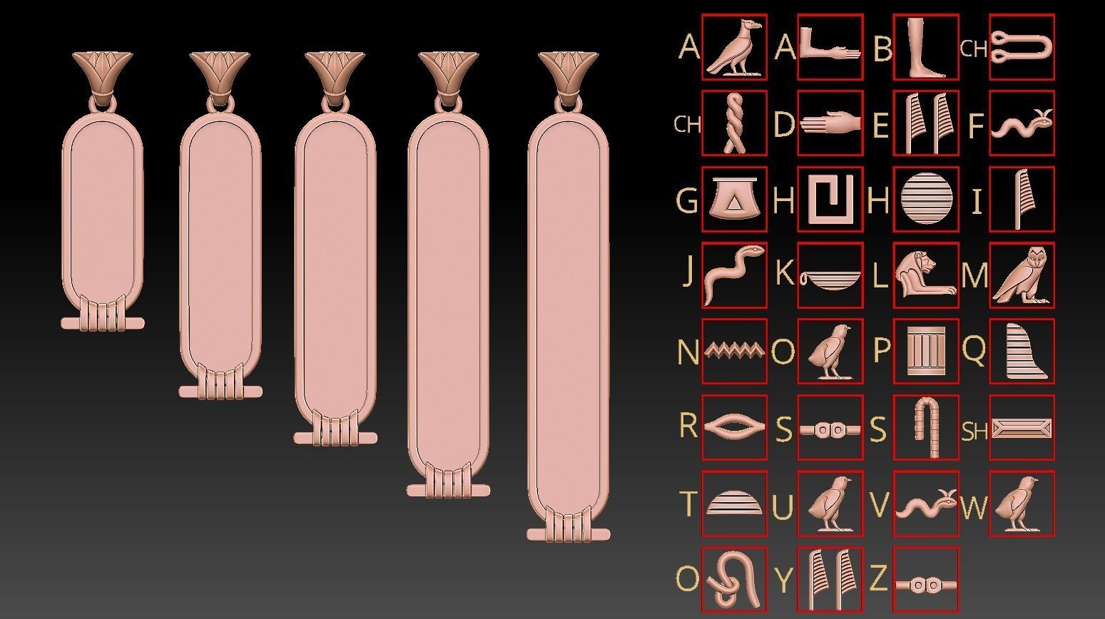 Ancient Egyptian hieroglyph Cartouche builder 3D model 3D printable ...