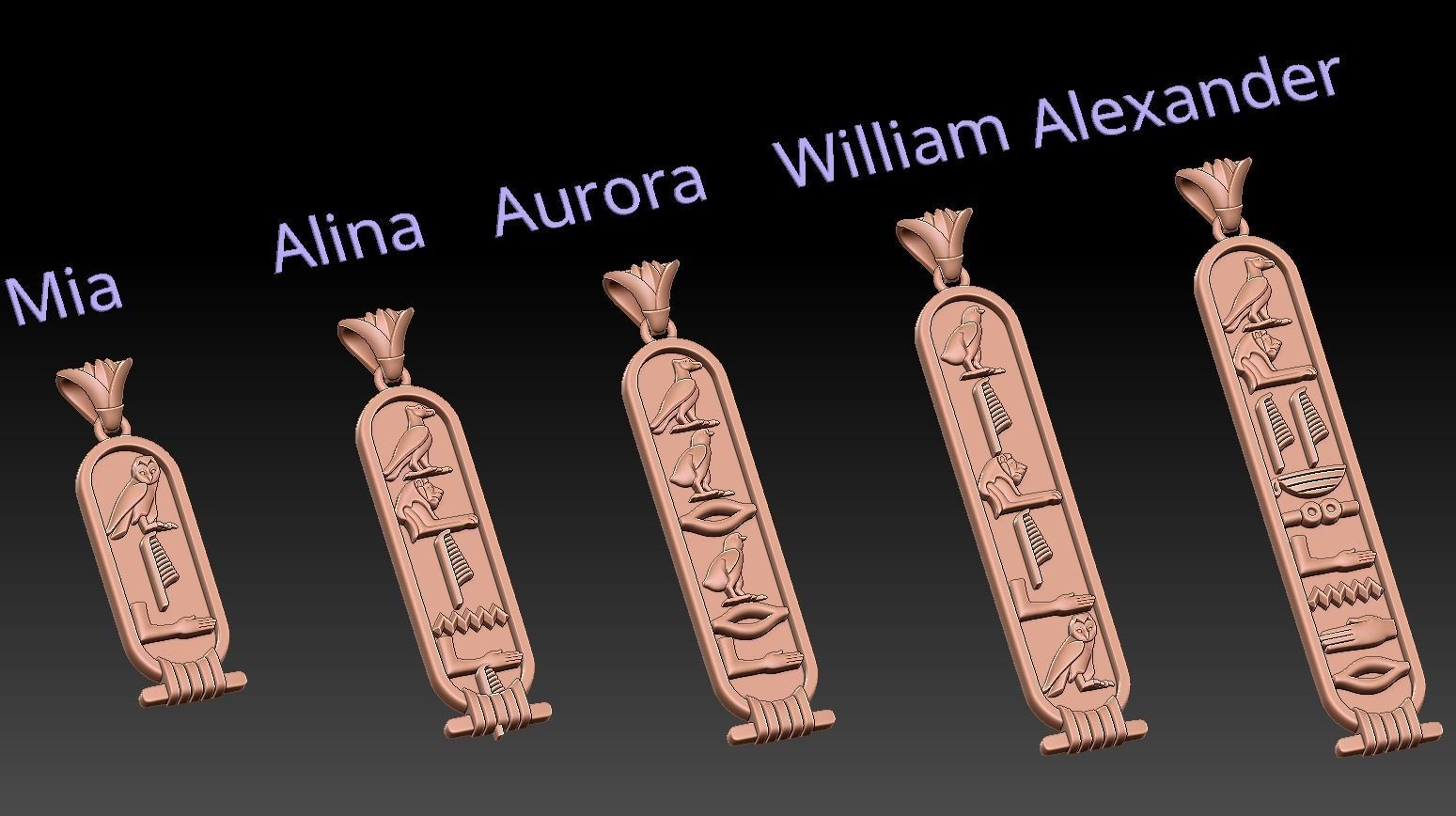 Ancient Egyptian hieroglyph Cartouche builder 3D model 3D printable ...
