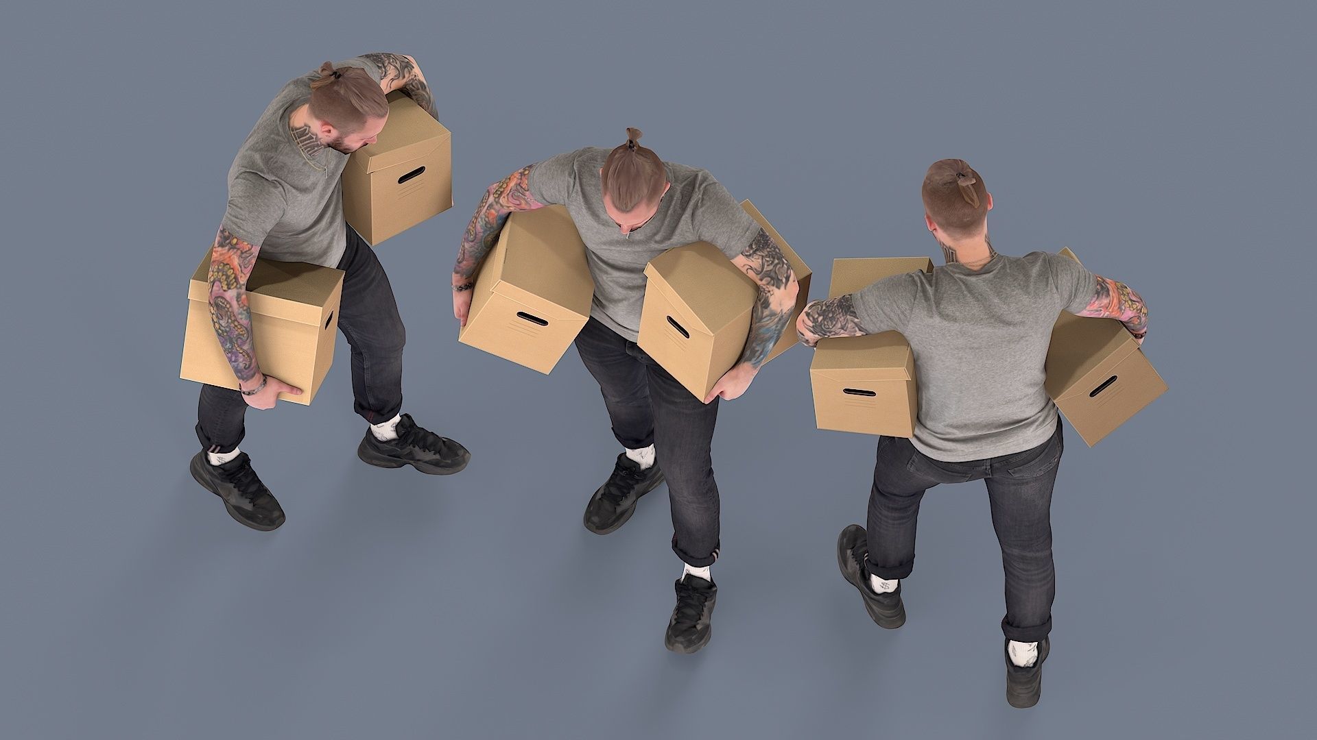 Moving Day Young Man with Cardboard Boxes 3D model | CGTrader