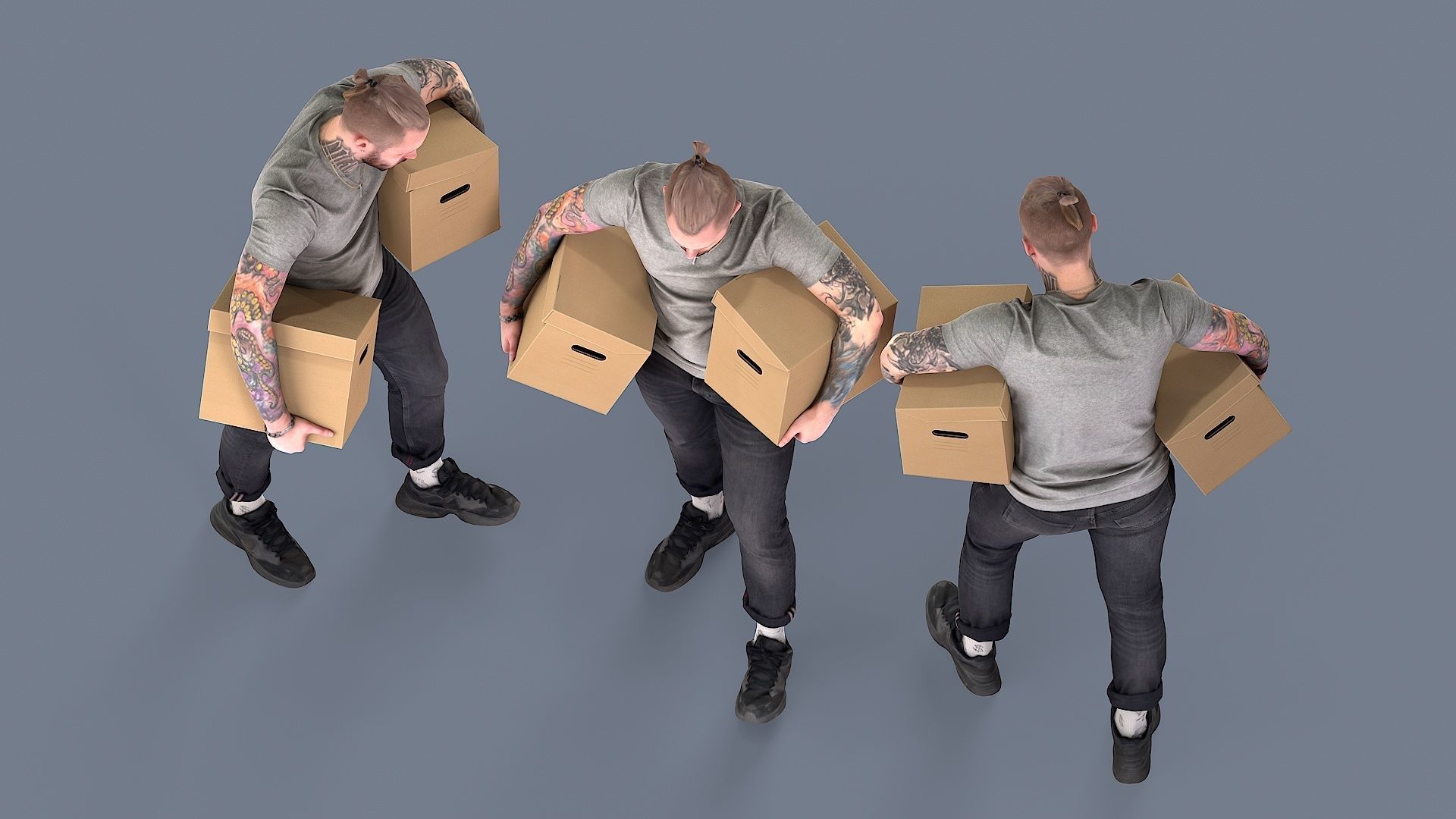 Moving Day Young Man with Cardboard Boxes 3D model | CGTrader