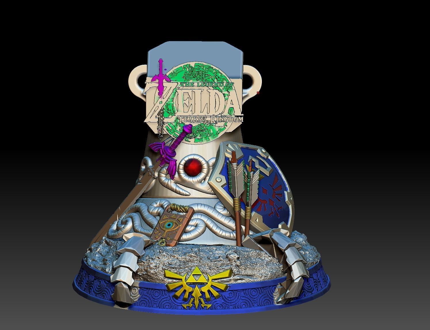 Zelda Tears of the Kingdom nintendo switch pro controller holder 3D model 3D printable | CGTrader