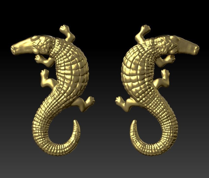 Crocodile earrings 3D model 3D printable | CGTrader