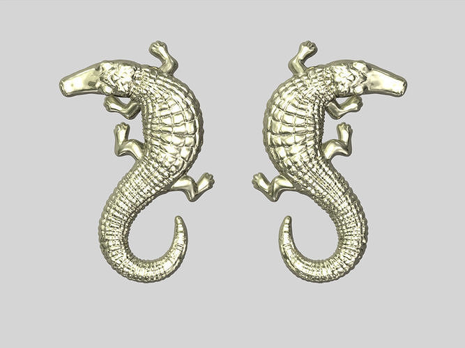 Crocodile earrings 3D model 3D printable | CGTrader