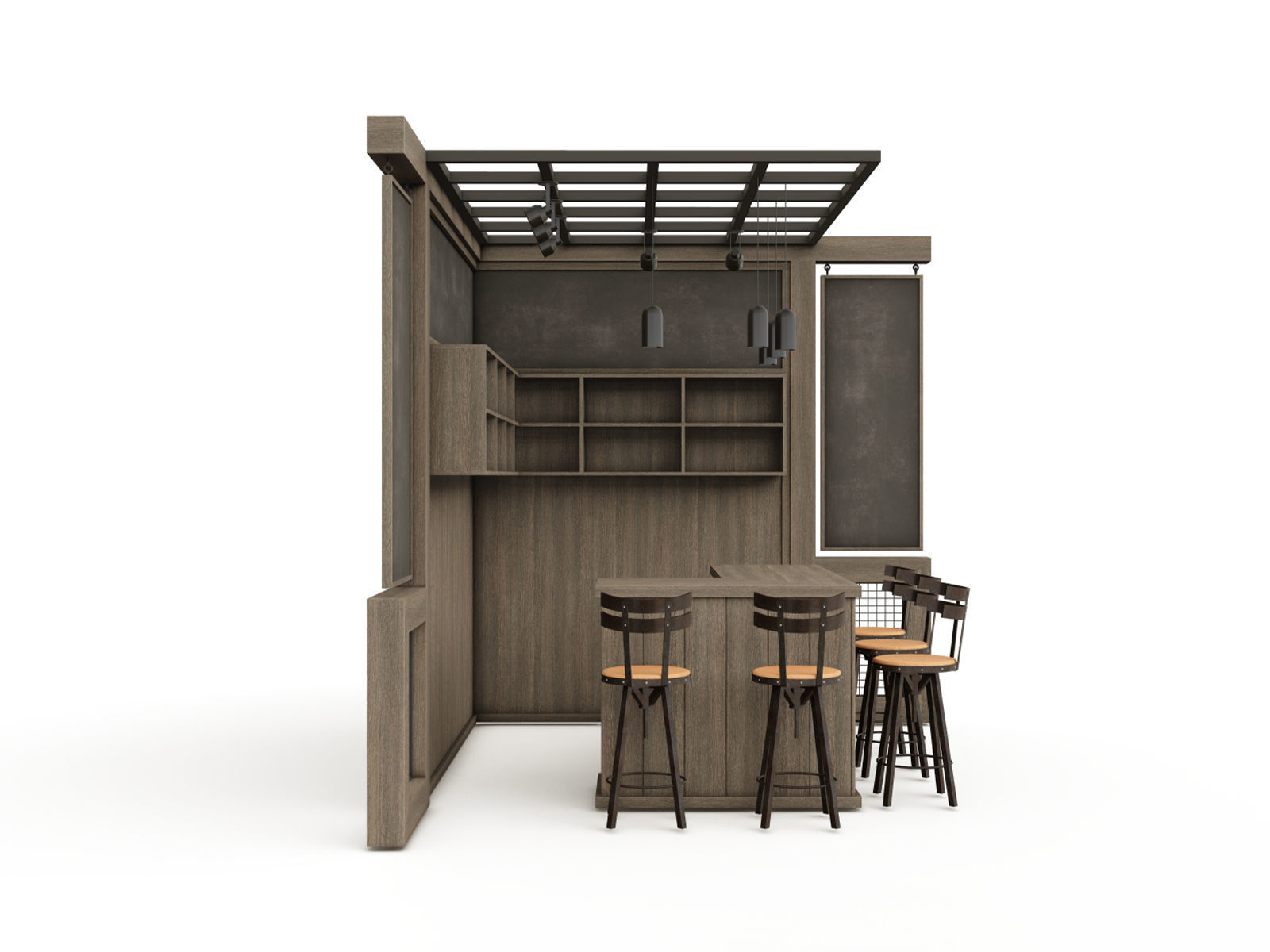 Wooden Booth 3D model | CGTrader