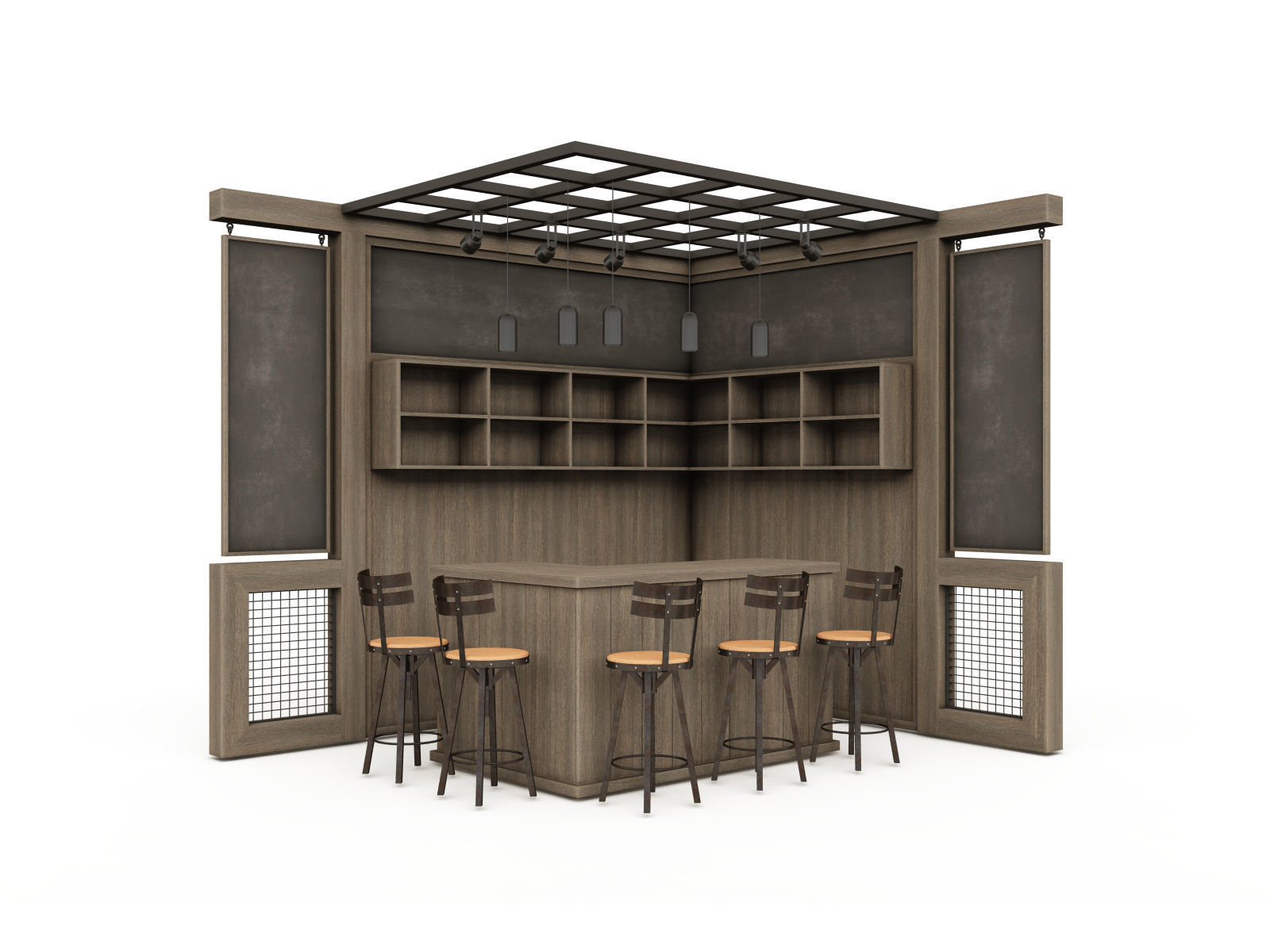 Wooden Booth 3D model | CGTrader