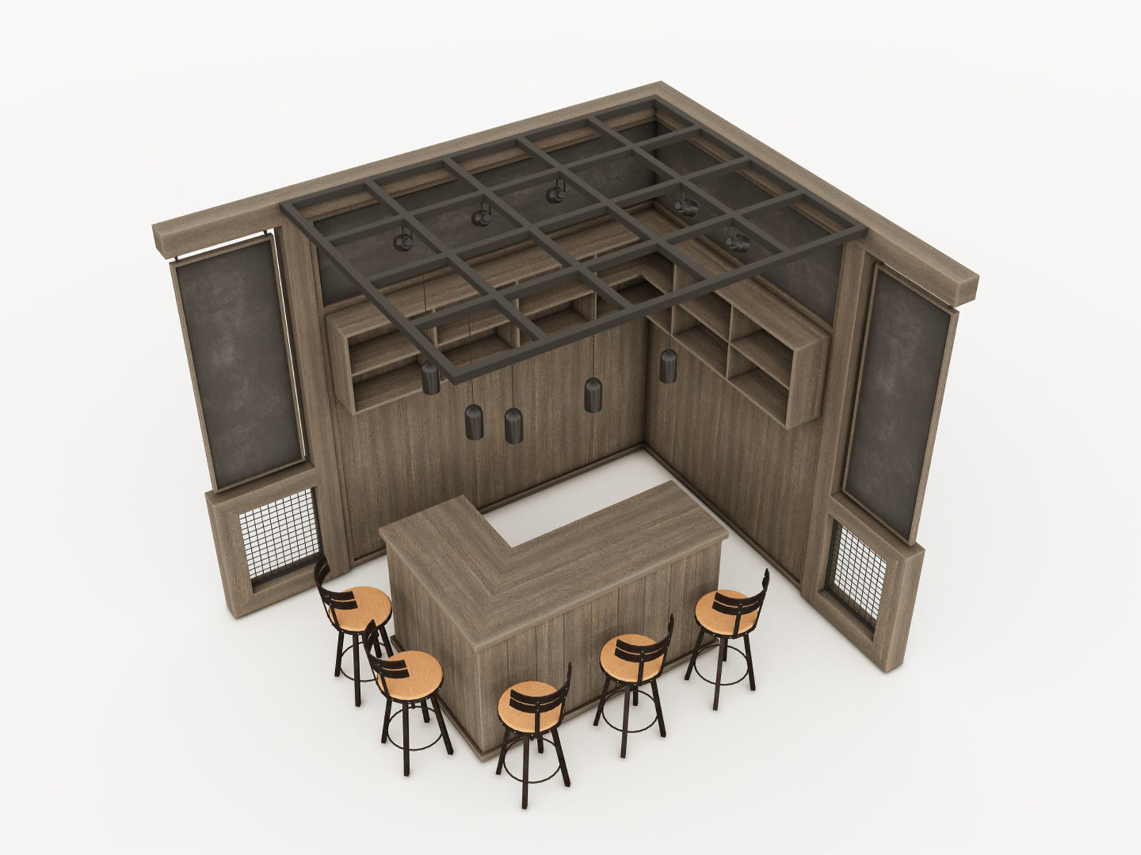 Wooden Booth 3D model | CGTrader