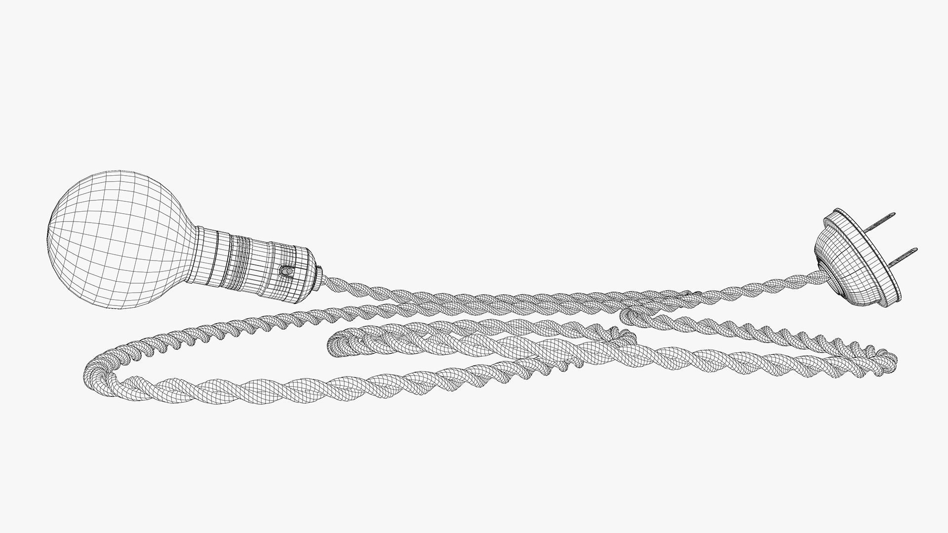 Old Nickeled Brass light bulb socket light bulb and power plug 3D model ...