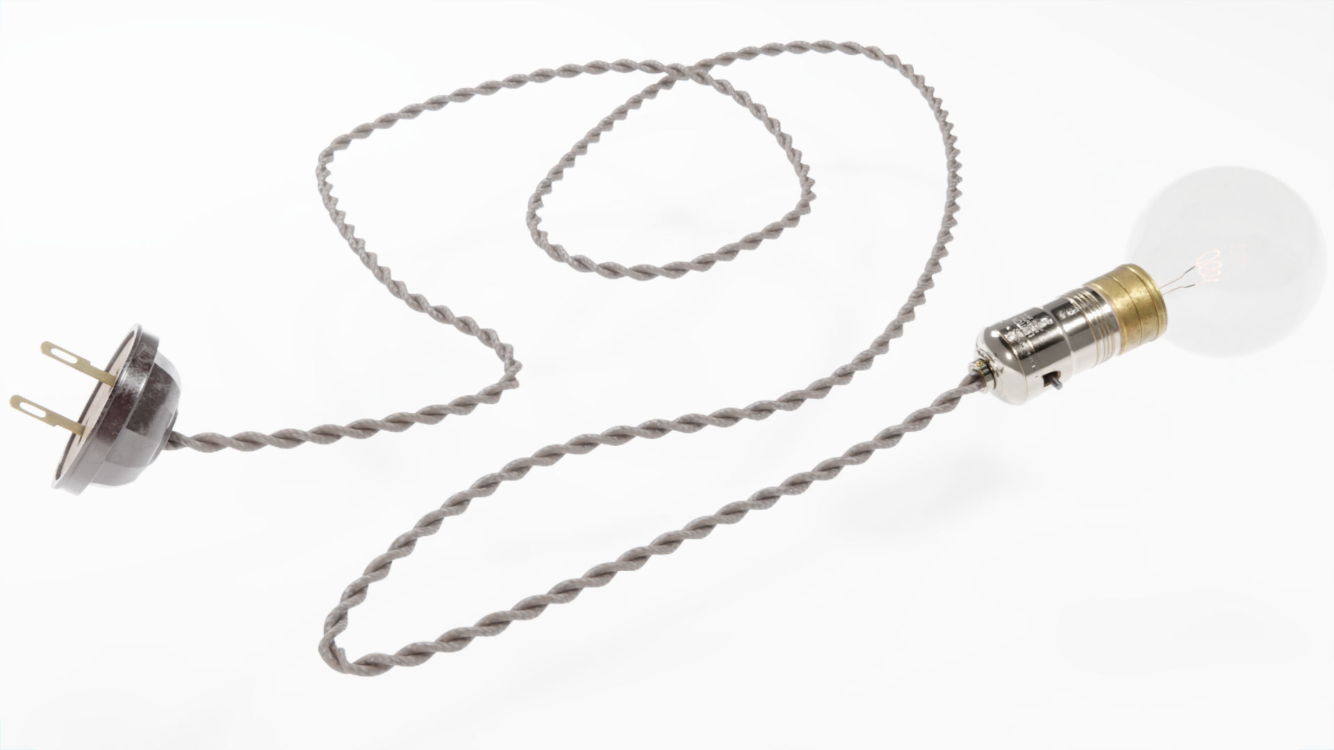 Old Nickeled Brass light bulb socket light bulb and power plug 3D model ...