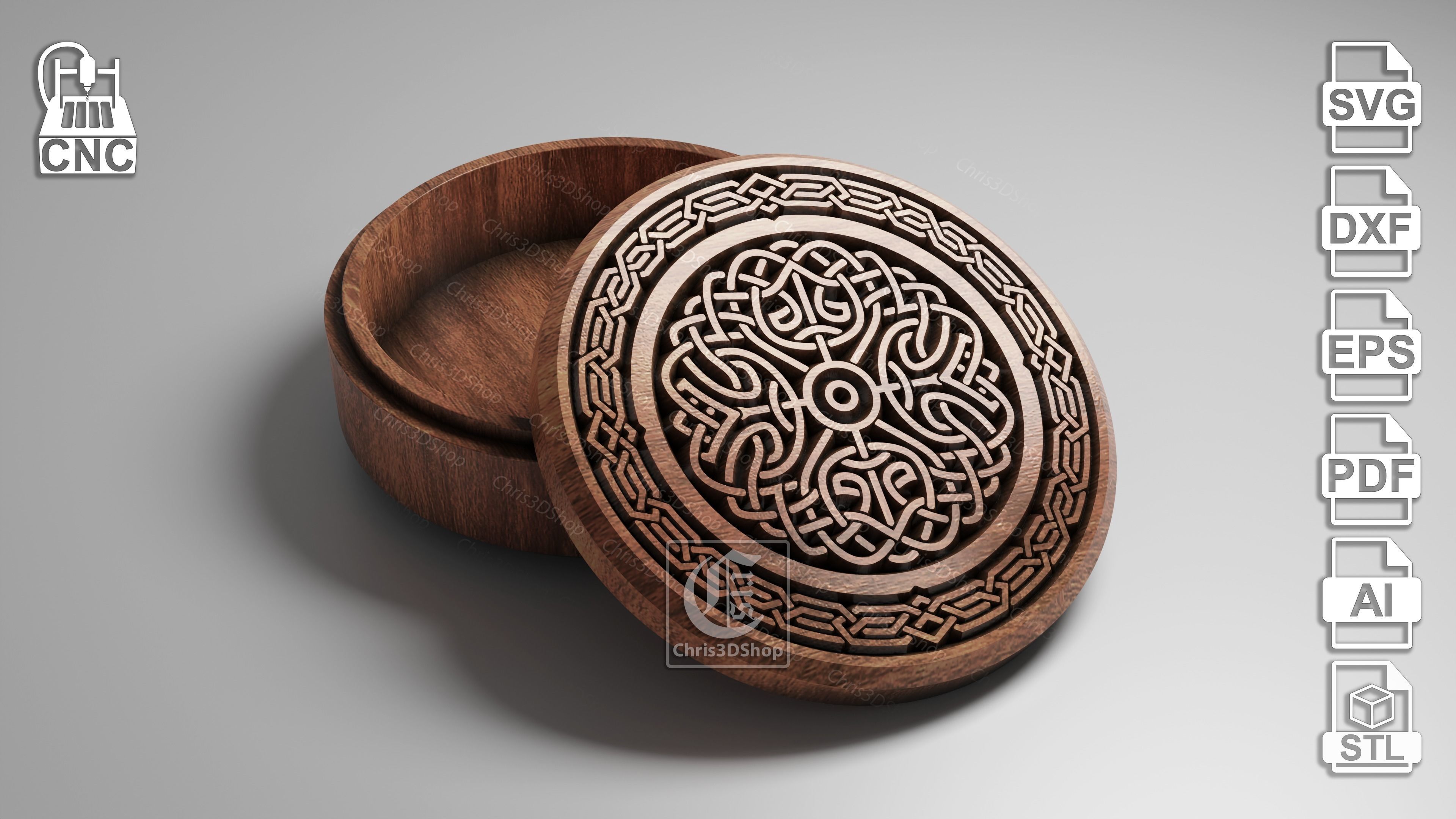 V-Carved Celtic Knot Jewelry Box - Digital Files for CNC Router 3D ...
