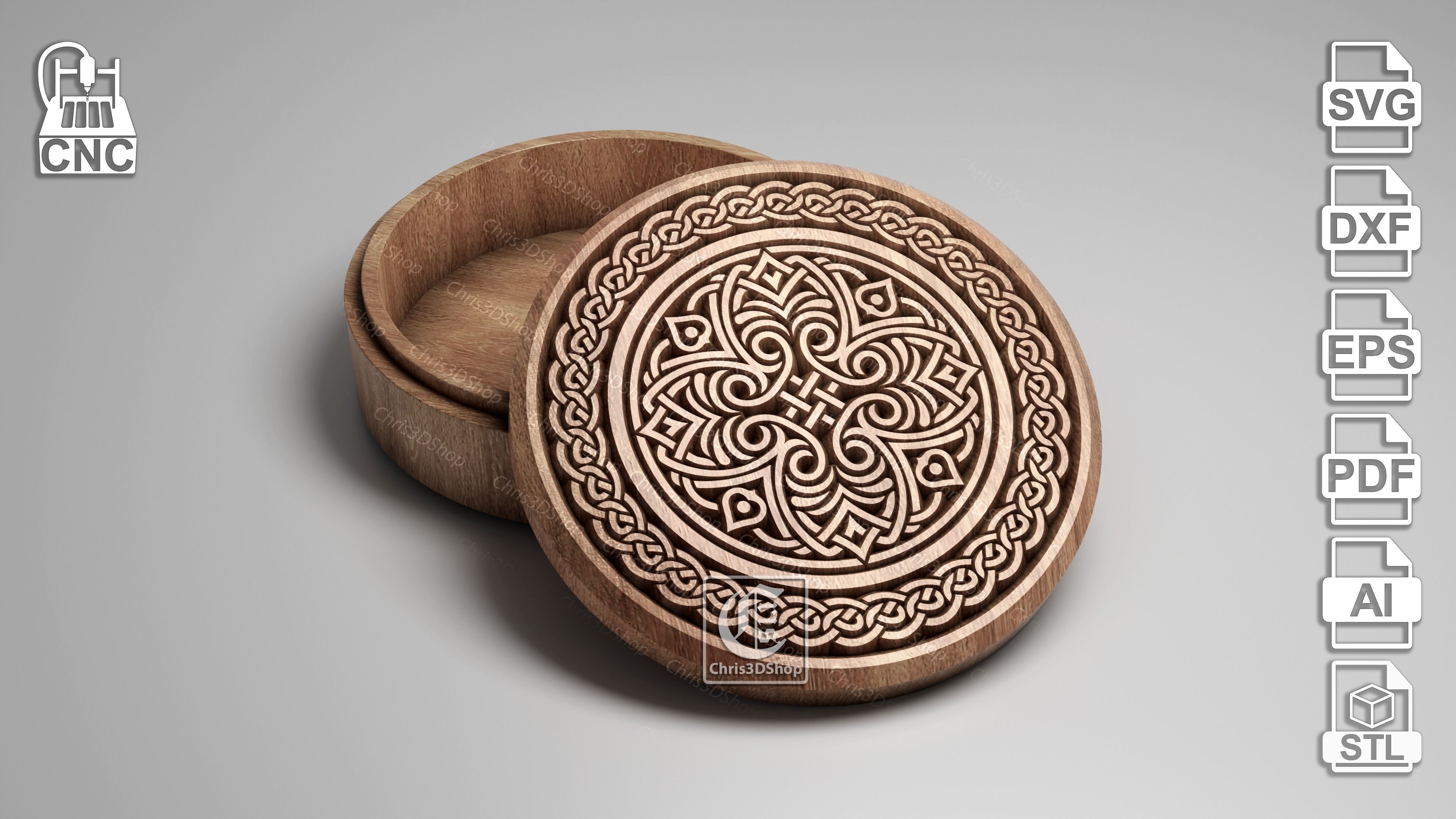 V-Carved Celtic Knot Jewelry Box 2 - Digital Files for CNC 3D model 3D ...