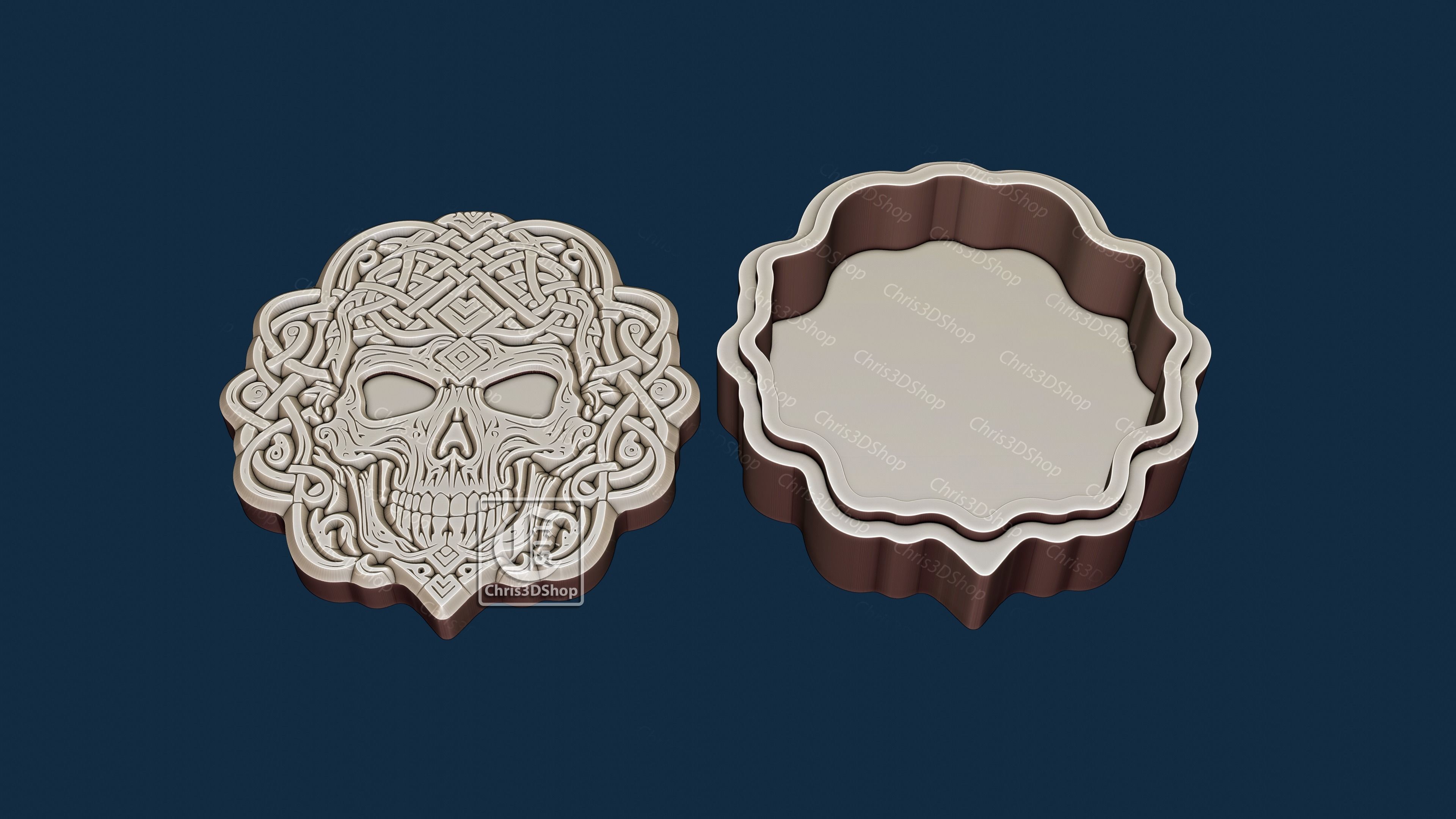 V-Carved Skull Jewelry Box - Digital Files for CNC Router 3D model 3D ...