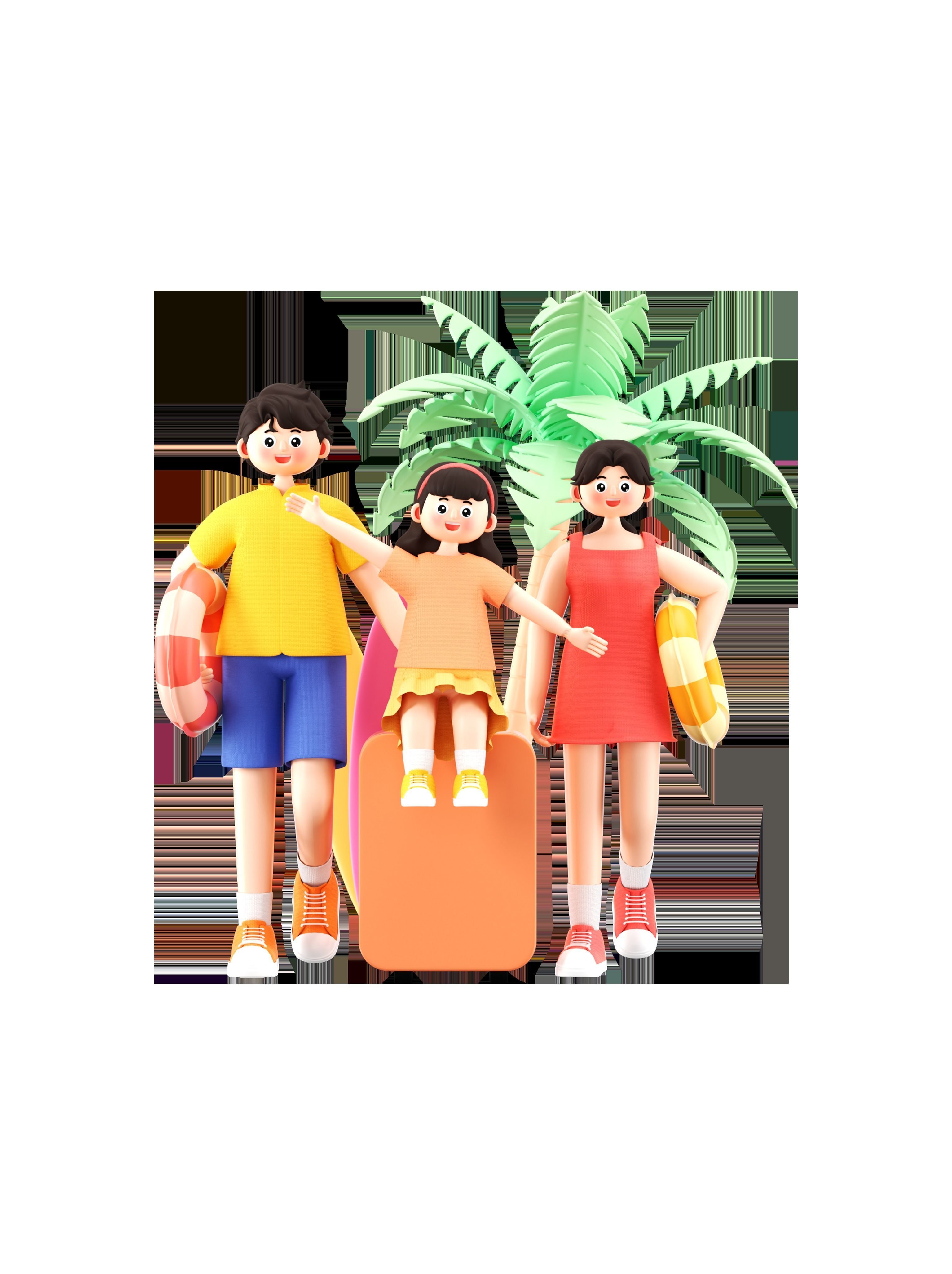 C4D Model Summer Tourism Characters 3D model | CGTrader