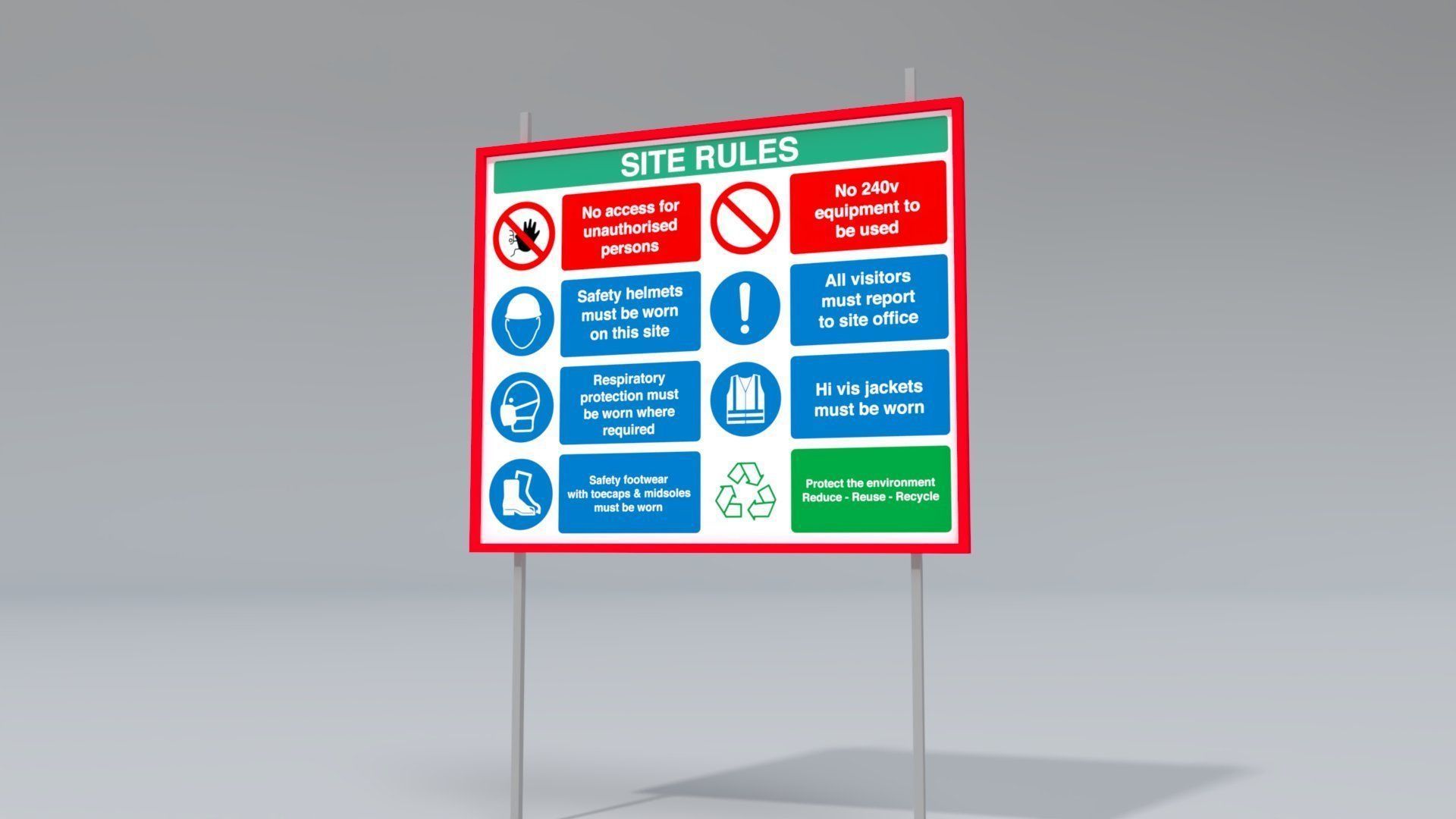 3D model Heath Safety and Environment HSE Sign VR / AR / low-poly ...
