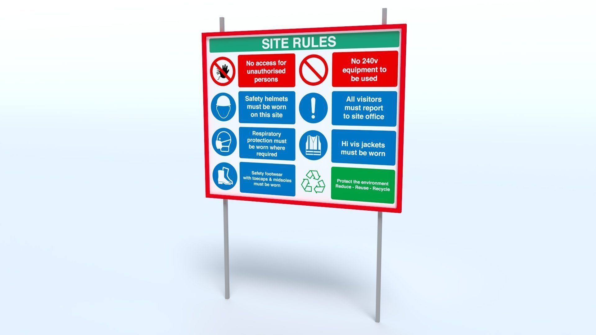 3D model Heath Safety and Environment HSE Sign VR / AR / low-poly ...