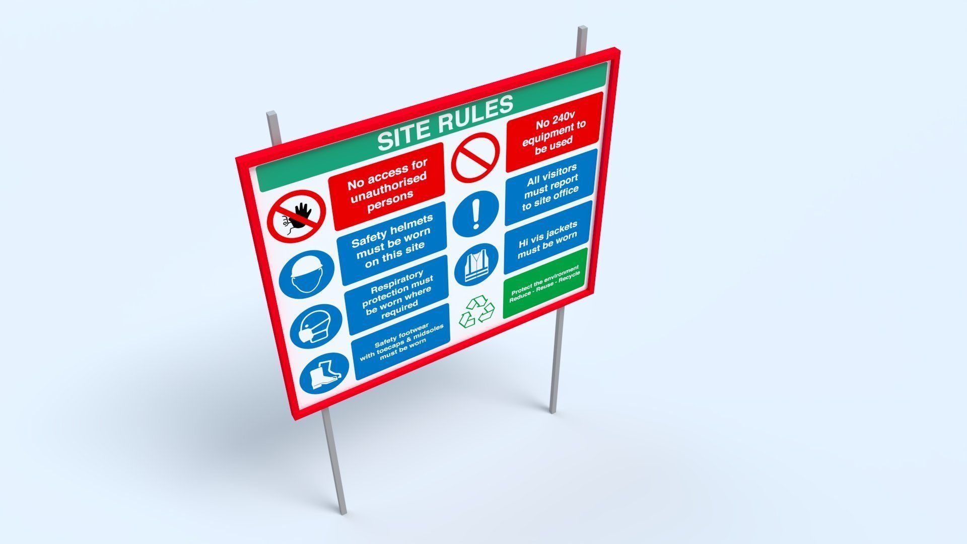 3D model Heath Safety and Environment HSE Sign VR / AR / low-poly ...